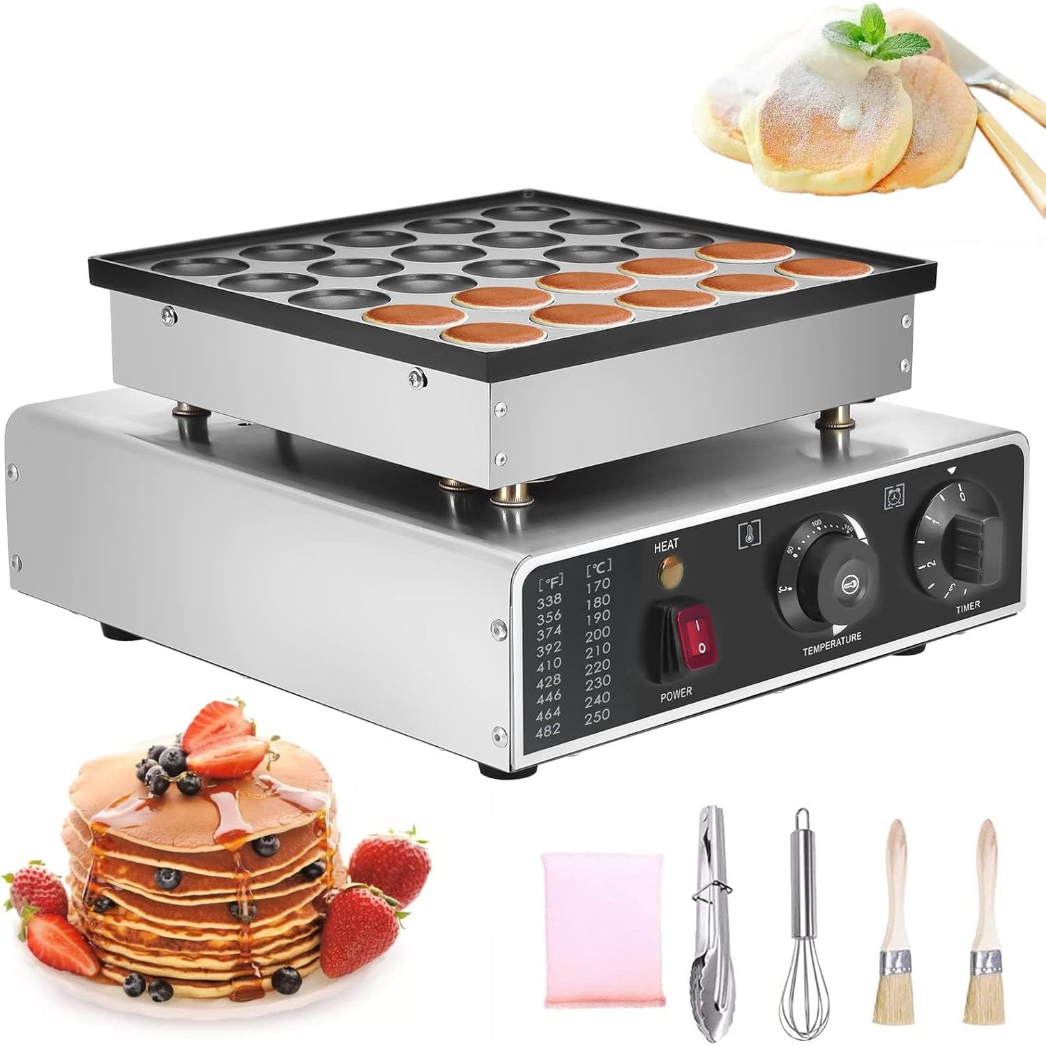 Panghuhu88 25Pcs Mini Dutch Pancake Maker, 950W Electric Non-stick ...