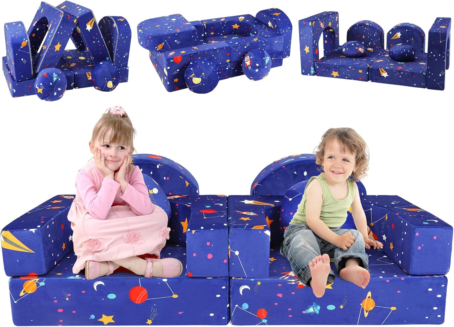 Panghuhu88 8Pcs Kids Play Couch,Kids Modular Play Couch Sofa,Kid Nugget ...