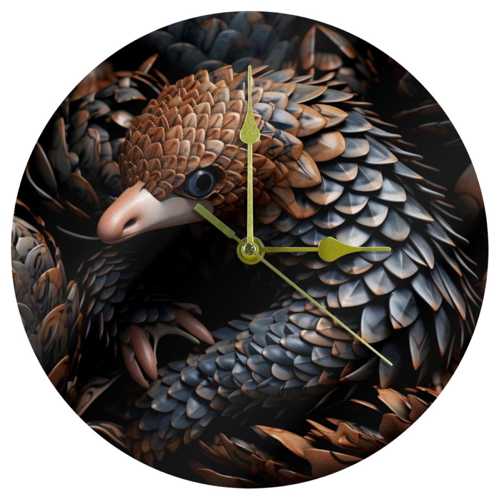 Pangolin 9.8 Inch Round Acrylic Wall Clock - Silent Non Ticking Battery ...
