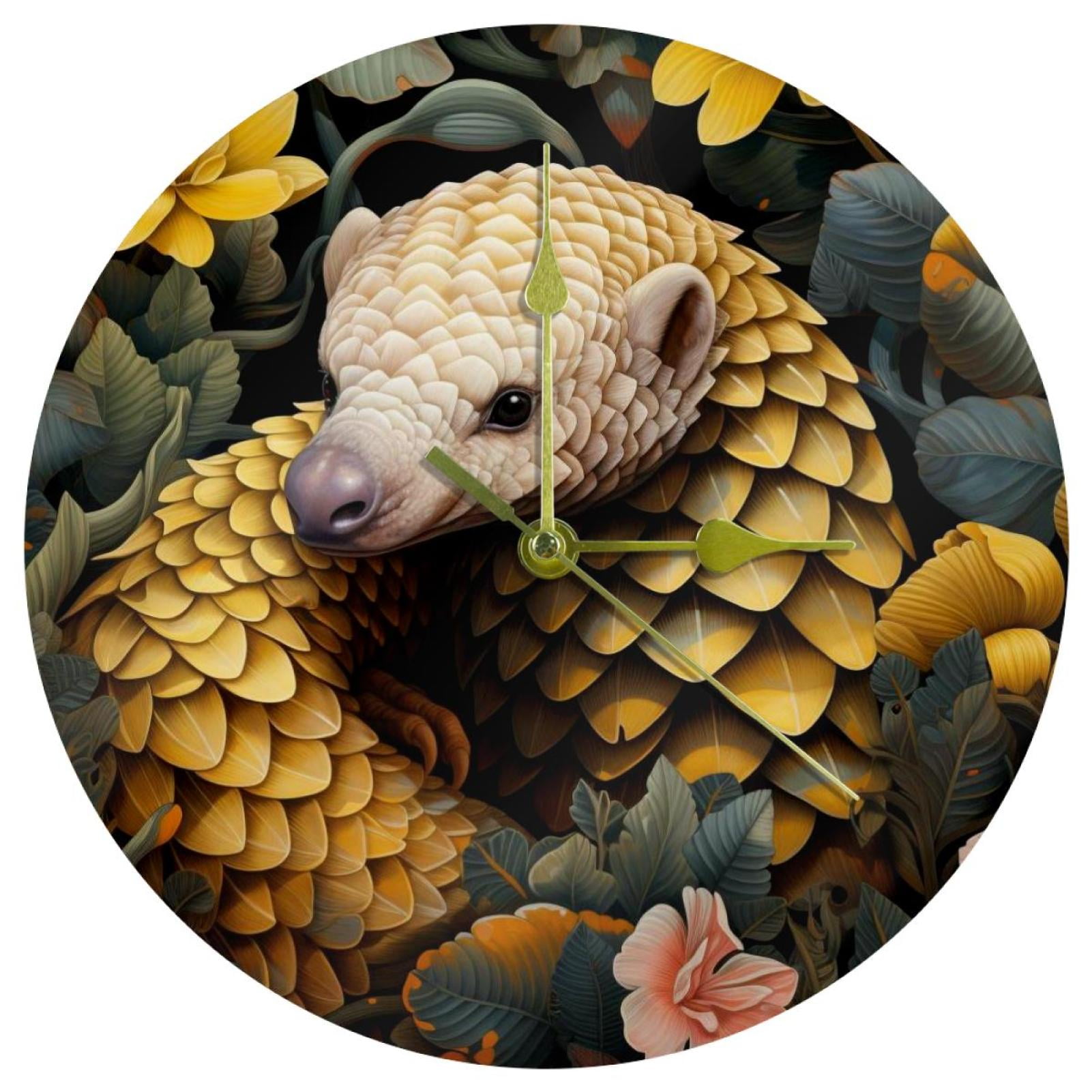 Pangolin 9.8 Inch Round Acrylic Wall Clock - Silent Non Ticking Battery ...
