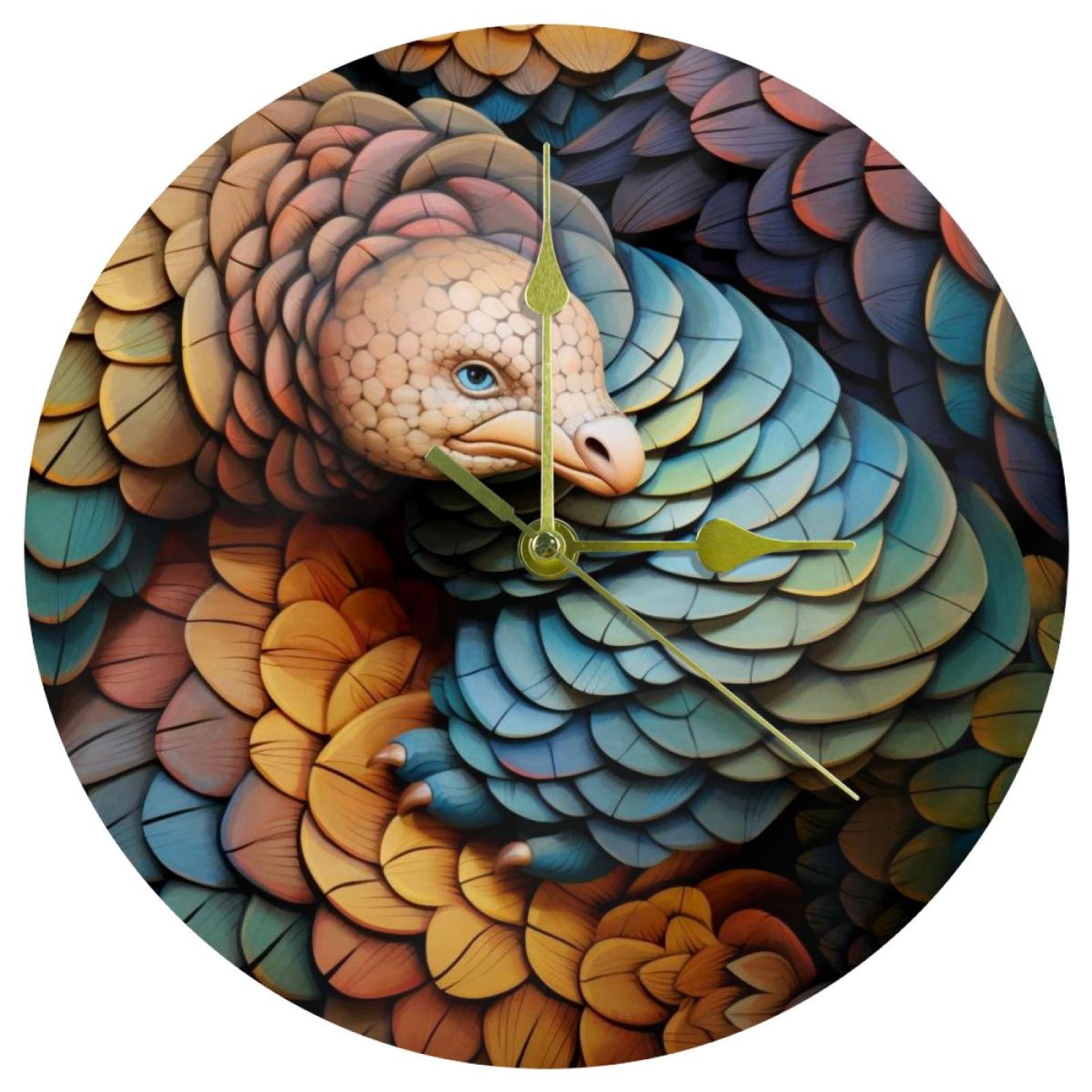 Pangolin 9.8 Inches Round Acrylic Wall Clock, Silent Non Ticking ...
