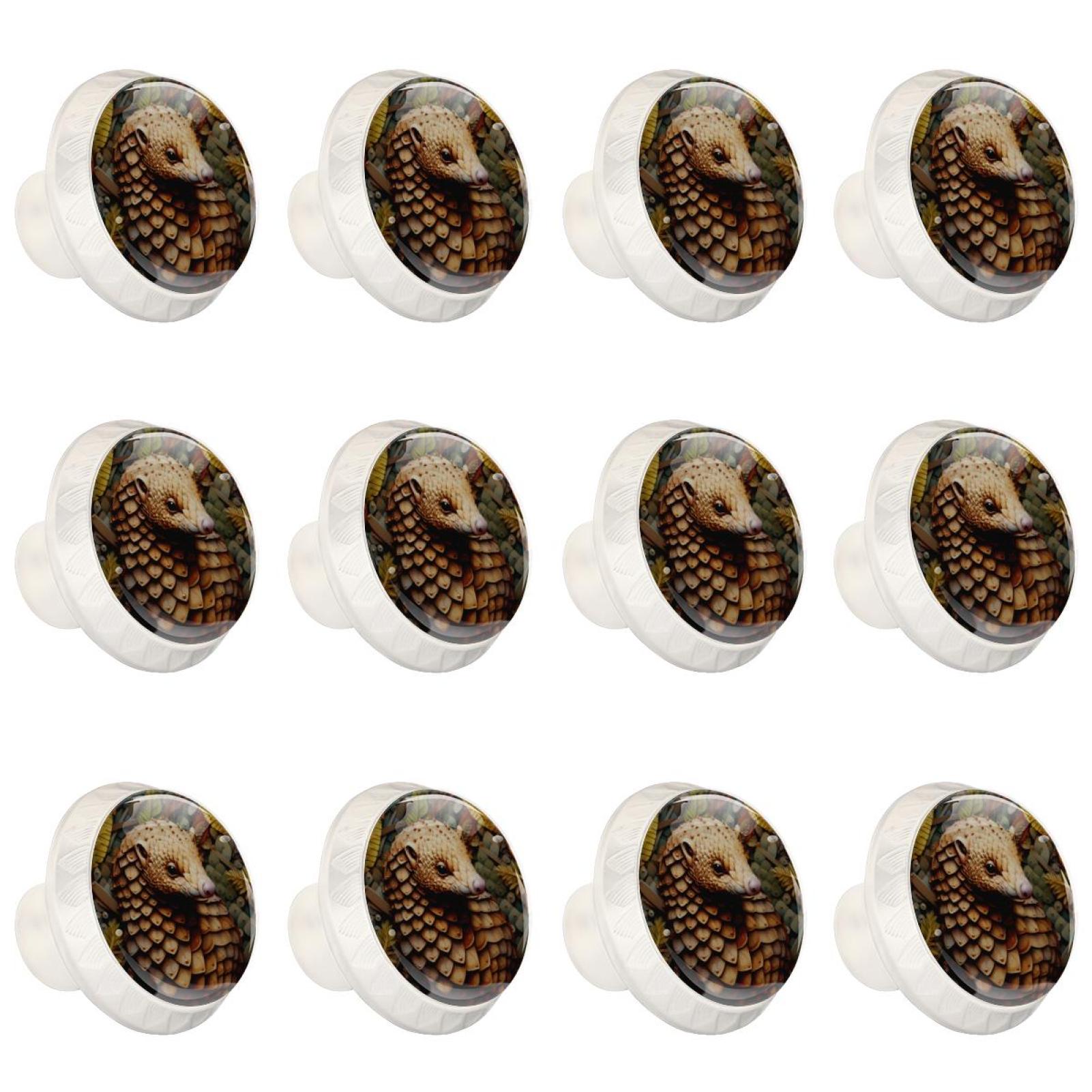 Pangolin Animals 12 Pcs White Round Drawer Pulls with Screws,ABS and ...