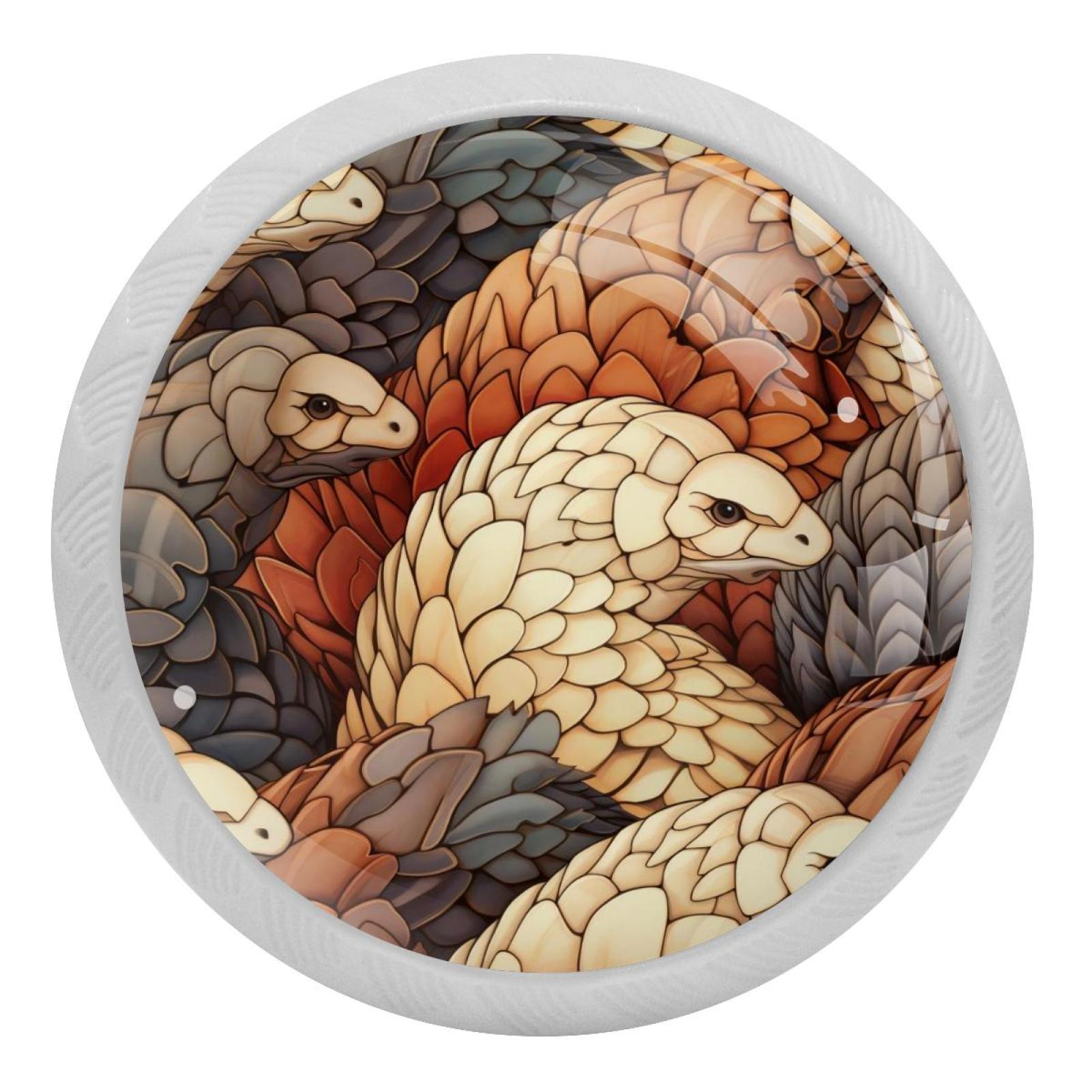 Pangolin Animals Pattern 4PCS Cabinet Knobs Pulls Fluorescent Drawer ...