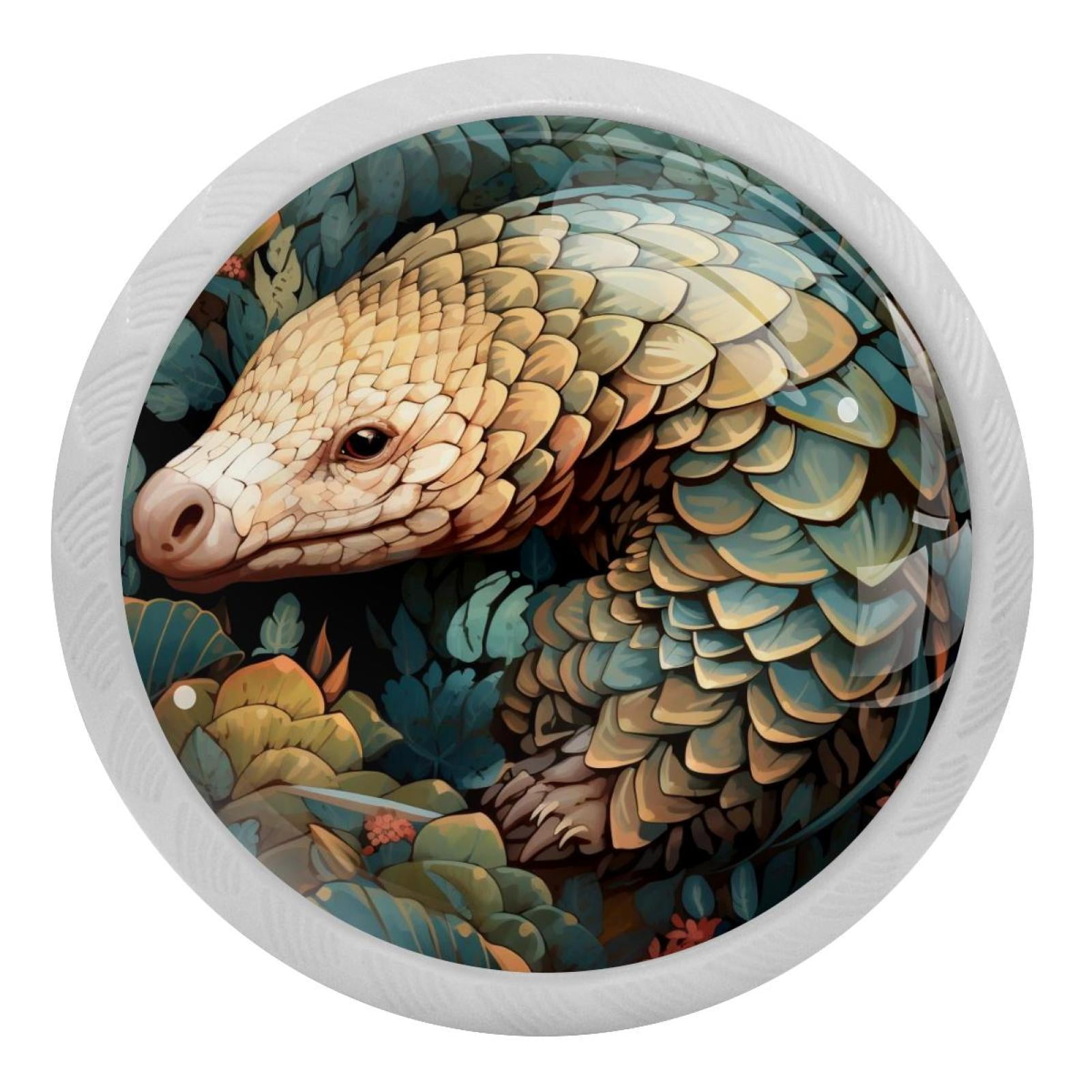 Pangolin Animals Pattern 4PCS Cabinet Knobs Pulls Fluorescent Drawer ...