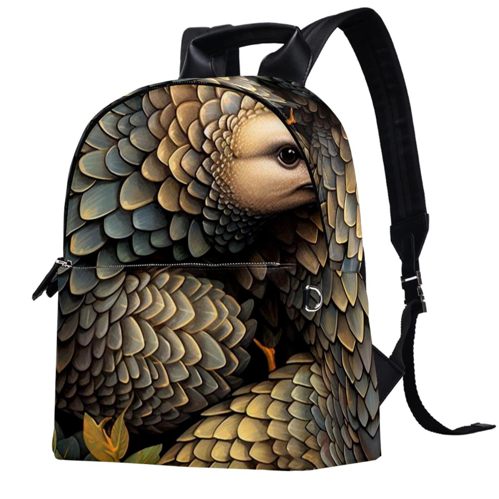 Pangolin Leather Canvas Backpack Laptop Bag Airport Lightweight Printed ...