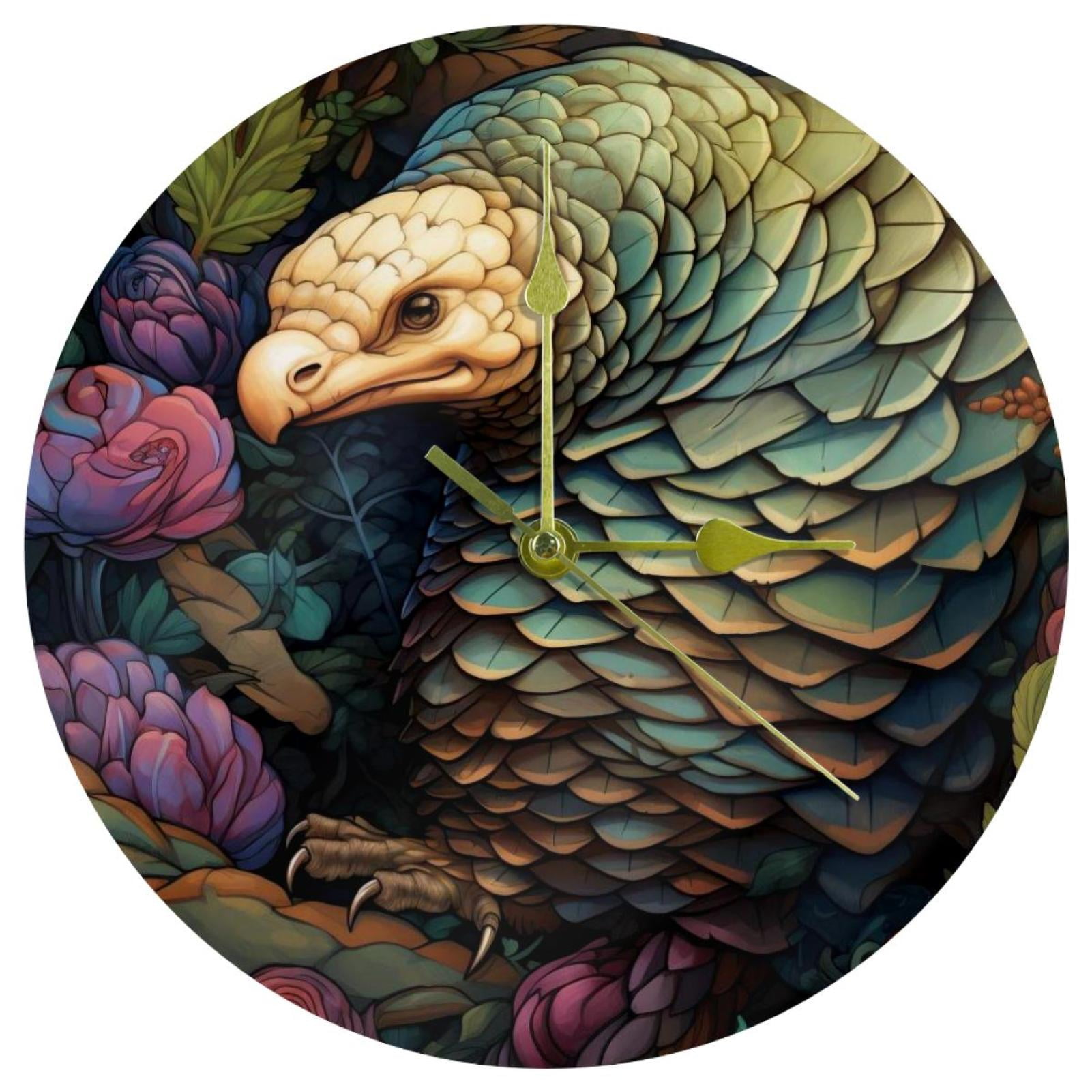 Pangolin Wall Clocks: Round Acrylic 9.8 Inches Silent Non Ticking ...