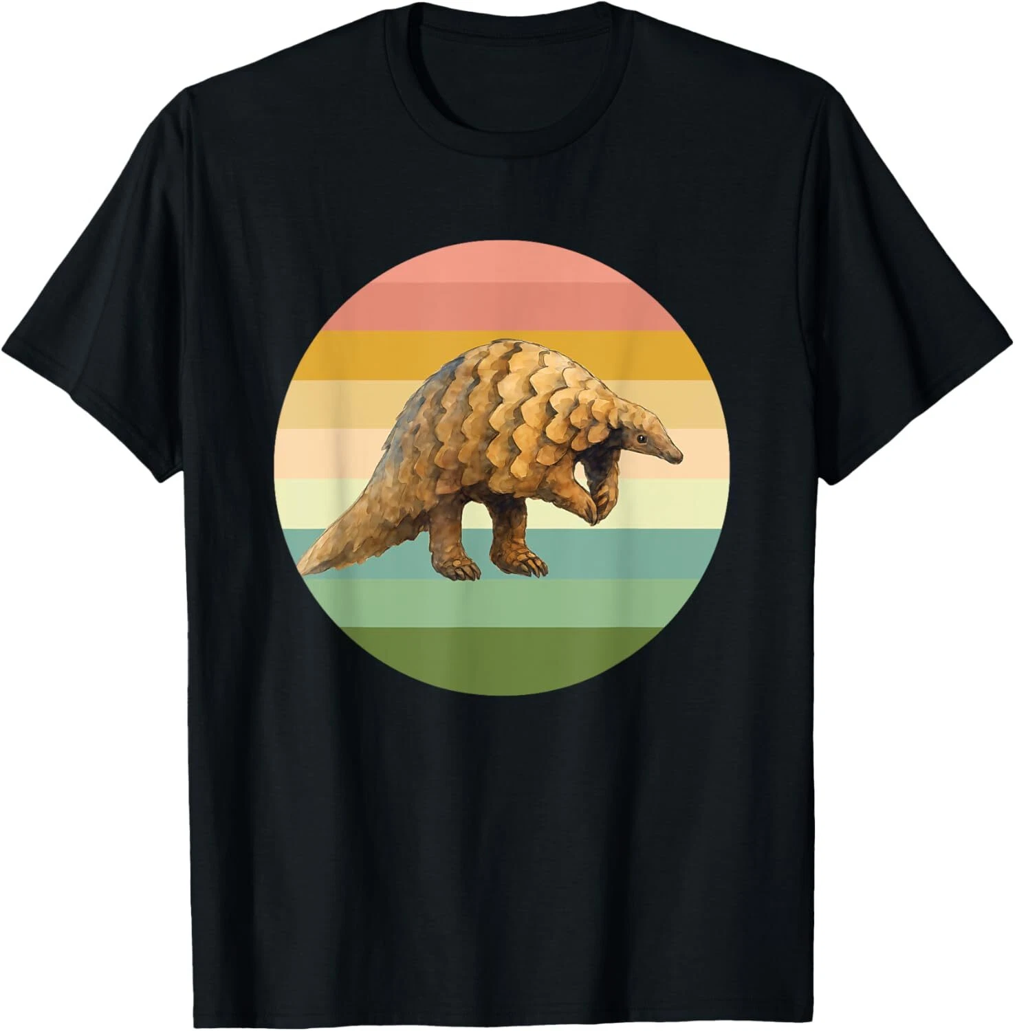 Pangolin on Retro Sunset in Africa Colors for Pangolin Fans T-Shirt ...