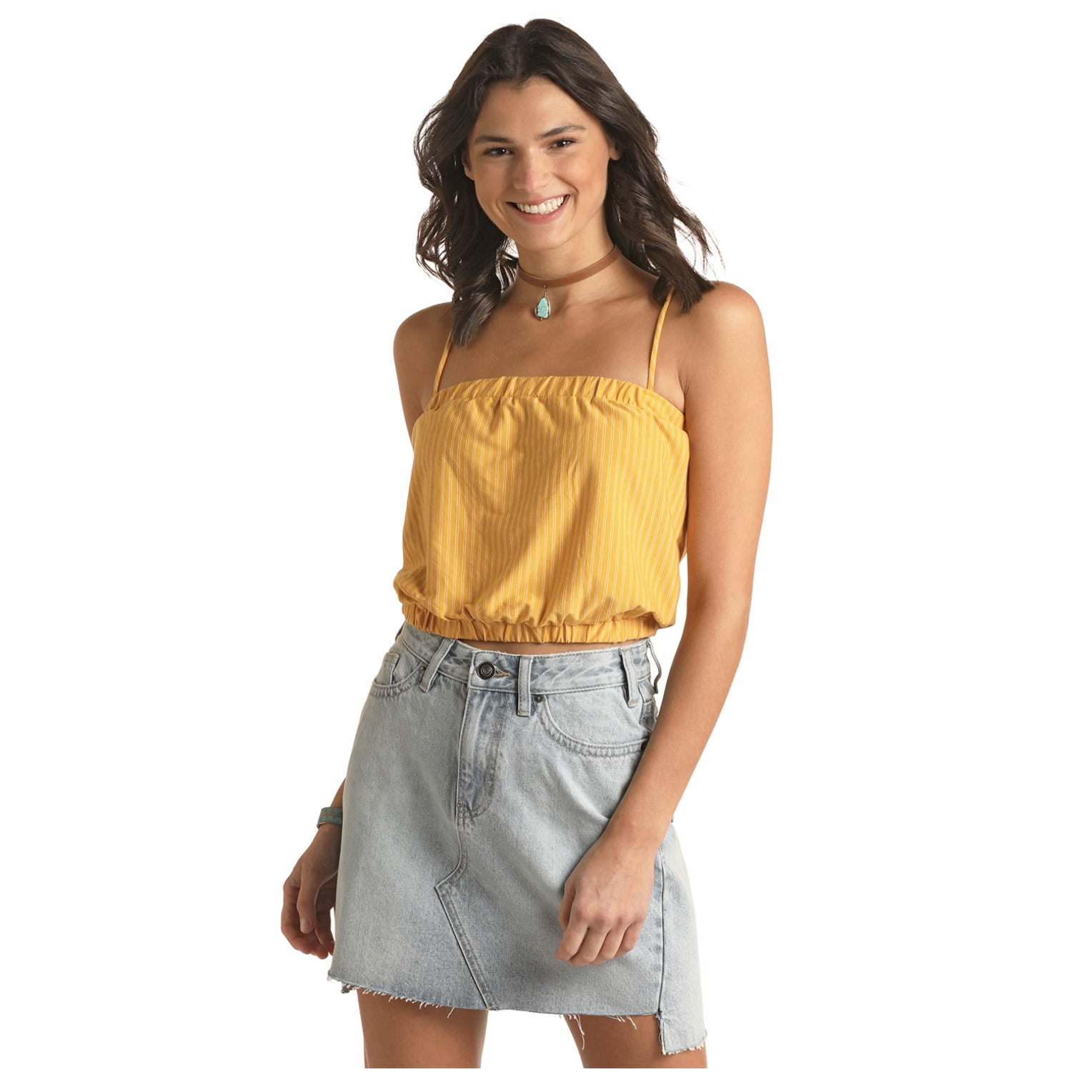 Panhandle Red Label® Ladies Spaghetti Strap Striped Gold Tube Top ...