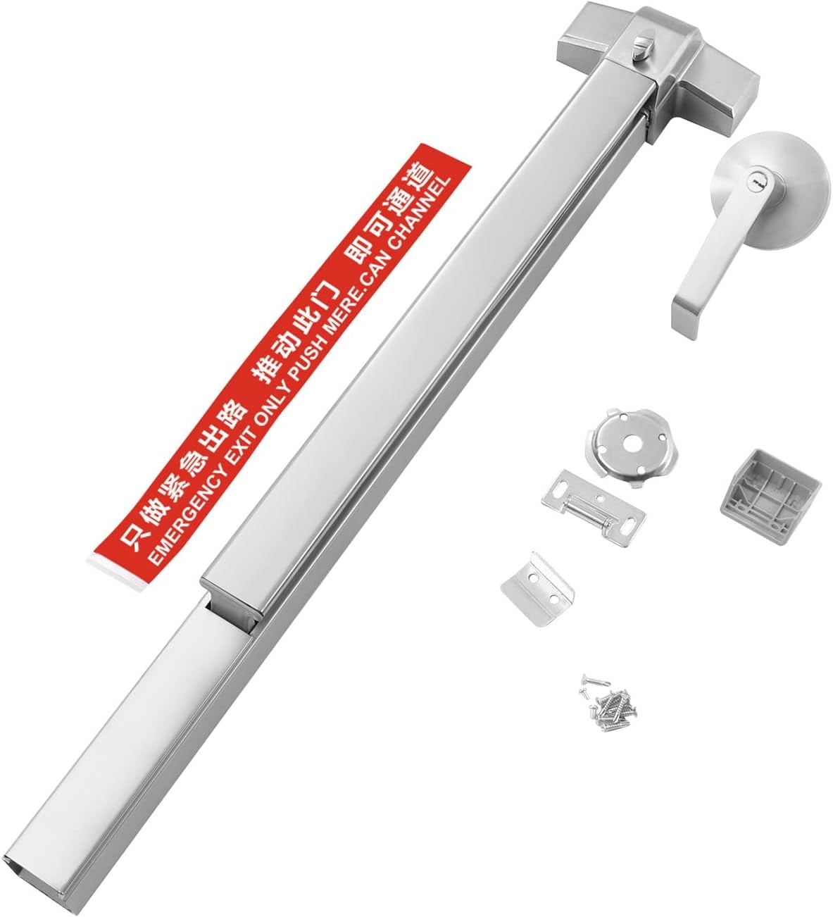 Panic Bar Exit Device Door Push Panic Bar Exit Lever with Key Stainless ...