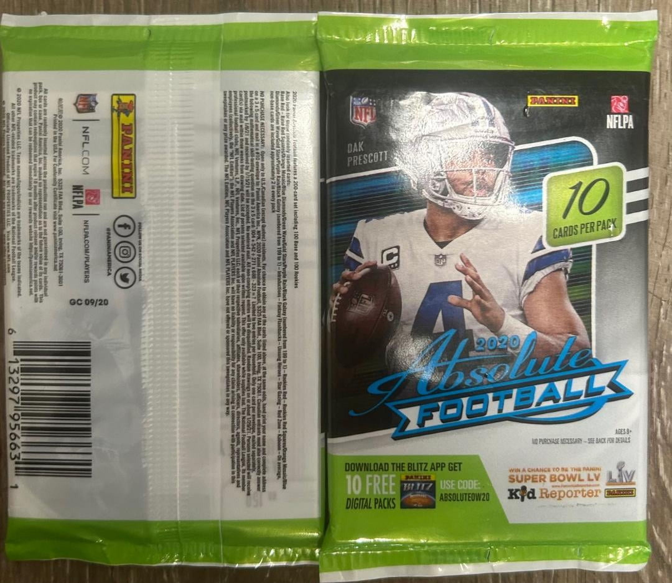 Panini NFL 2020 Absolute Fat pack 10 cards pack - Walmart.com