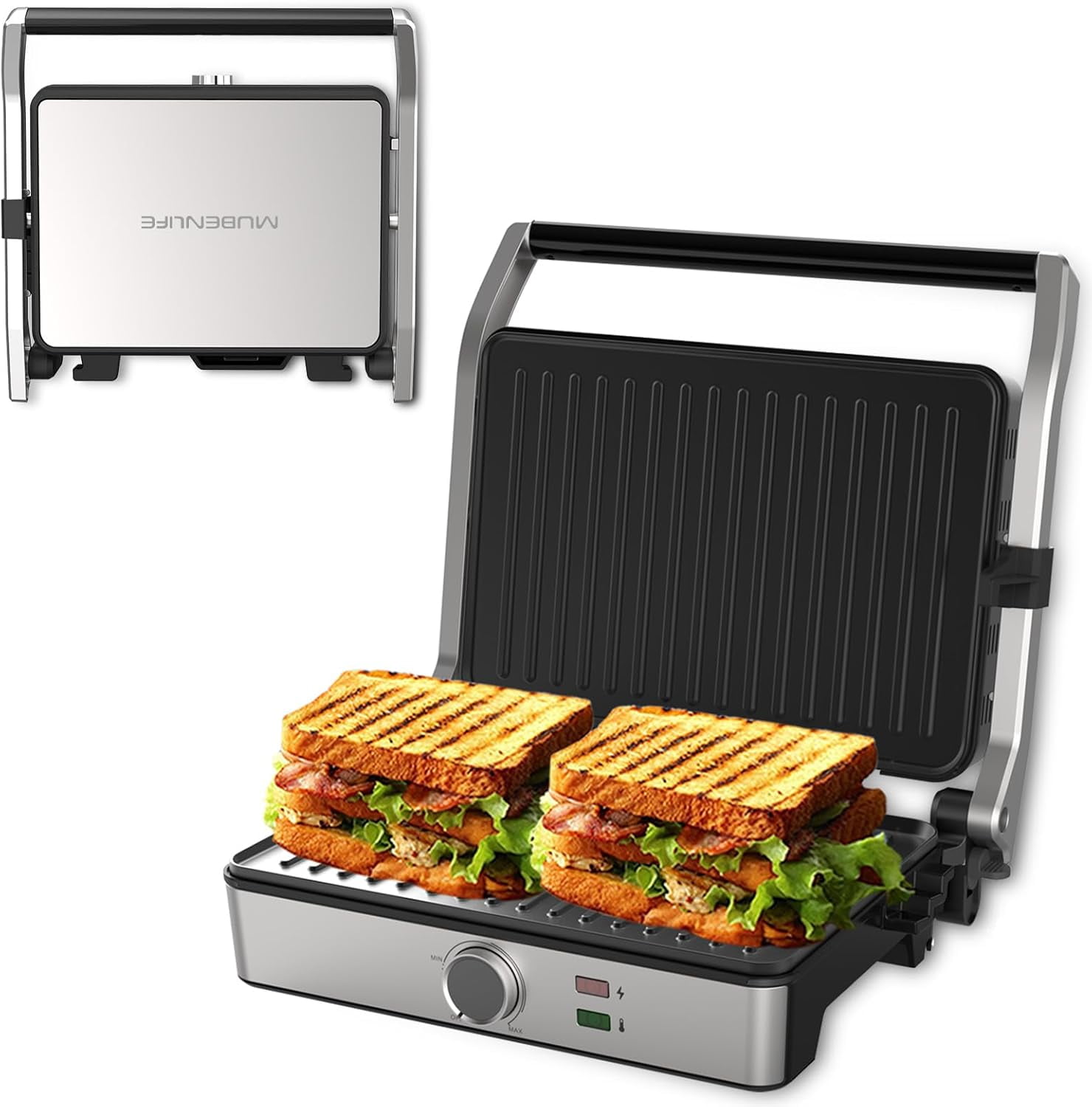 Panini Press, Electric Sandwich Press Grill, Open 180 Degrees, Grill ...