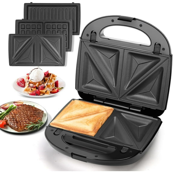 Panini Press Grill, 3 in 1 Waffle Maker with Removable Non-stick Plates ...