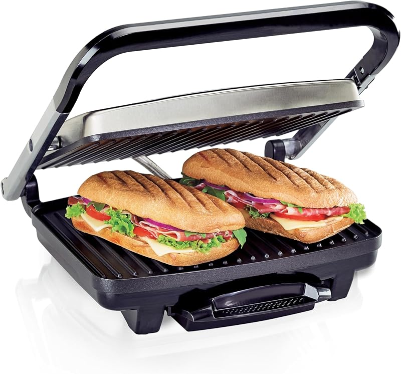 Panini Press Sandwich Maker & Electric Indoor Grill with Locking Lid ...