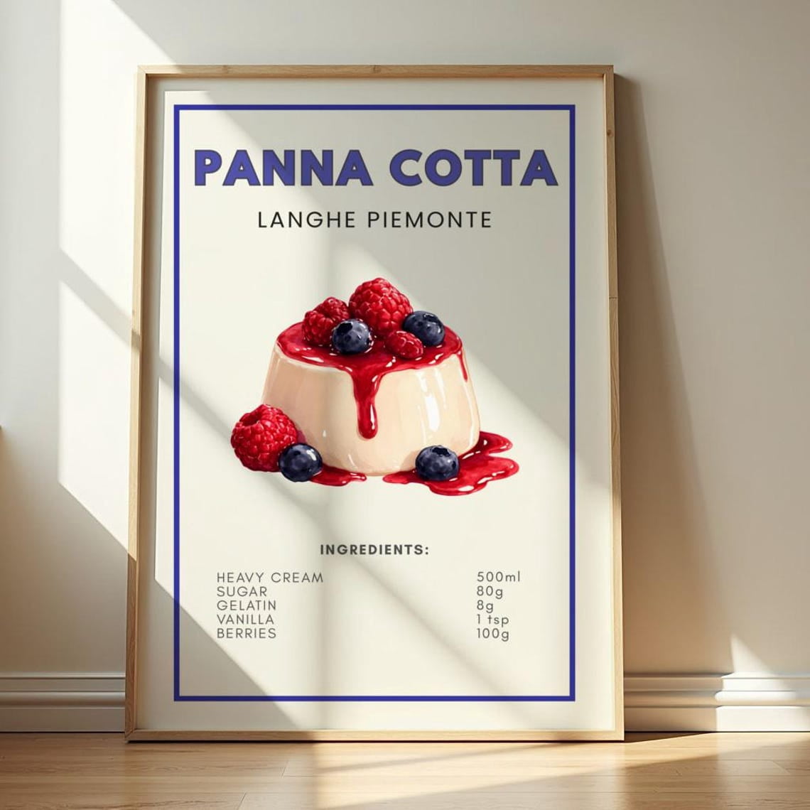 Panna Cotta Italian Dessert Recipe Kitchen Classic Illustration ...