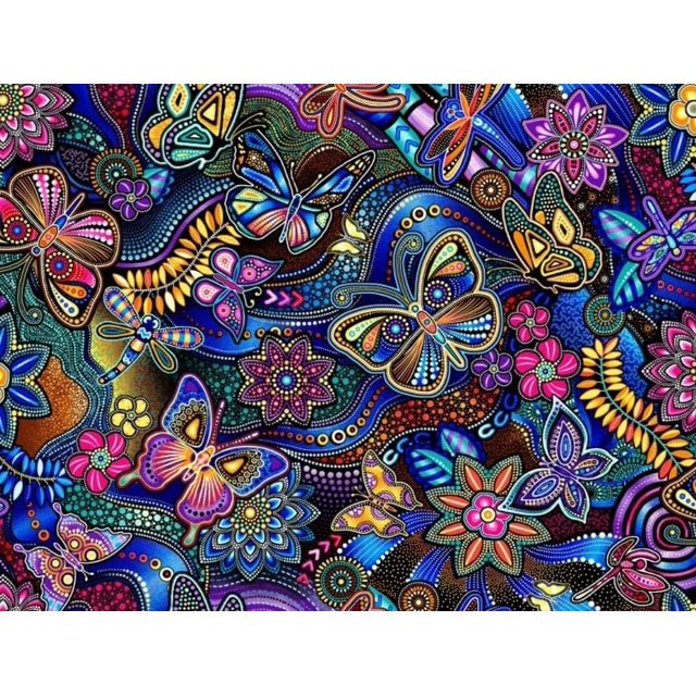 Pannotia by Blue Butterfly Floral Cotton Fabric by The Yard - Walmart.com