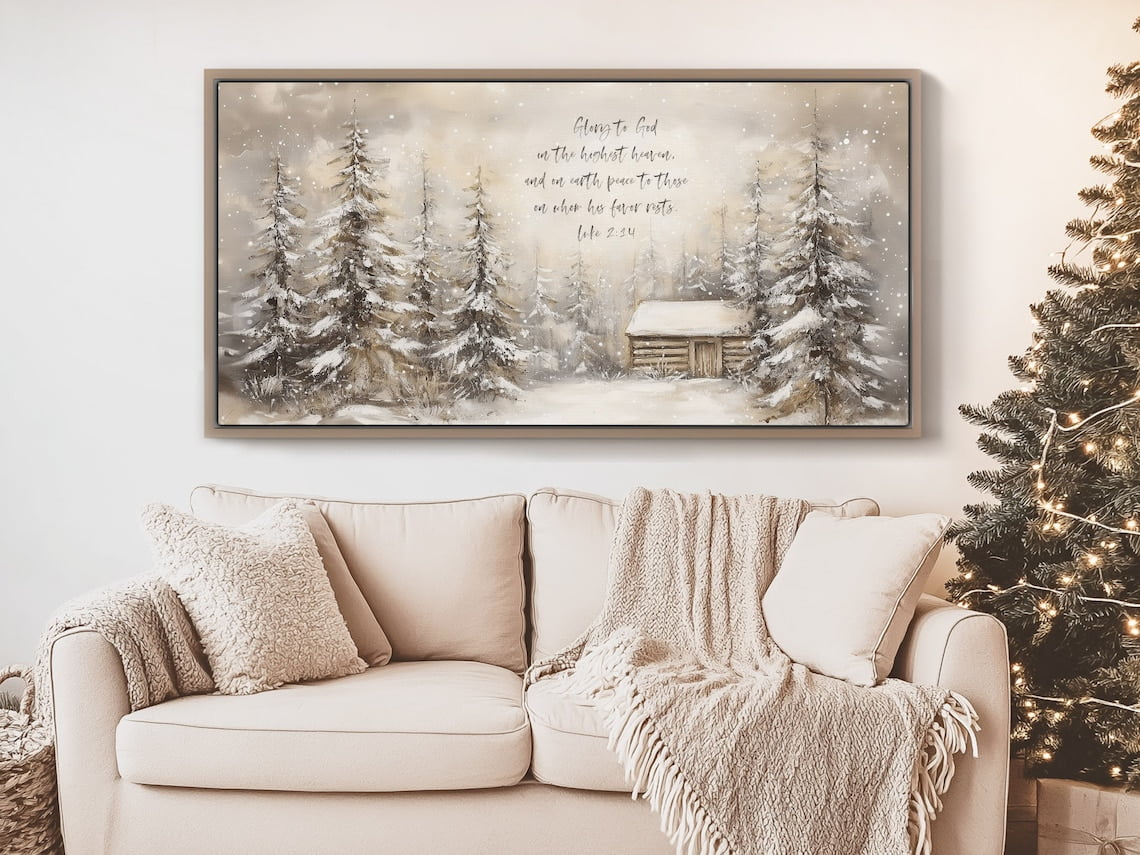 Panoramic Bible Verse Wall Art, Luke 2:14 Christian Scripture Quote ...