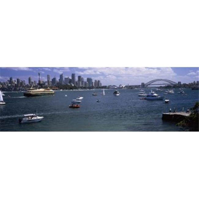 Panoramic Images Boats in the sea with a bridge in the background ...