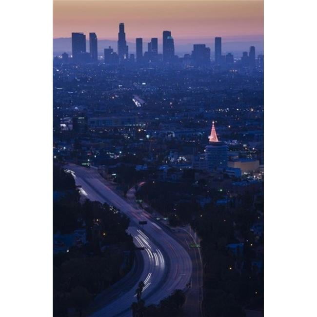 Panoramic Images High angle view of highway 101 at dawn Hollywood ...