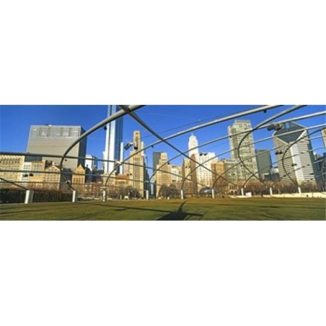 Panoramic Images Jay Pritzker Pavilion with city skyline in the ...