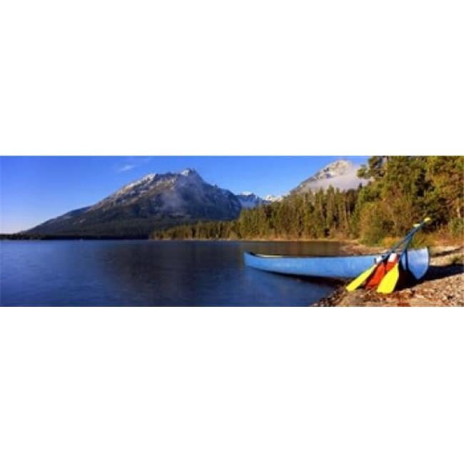Panoramic Images PPI103945L Canoe in lake in front of mountains Leigh ...