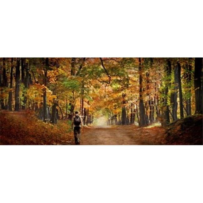 Panoramic Images PPI137707L Kid with backpack walking in fall colors Poster Print by Panoramic ...