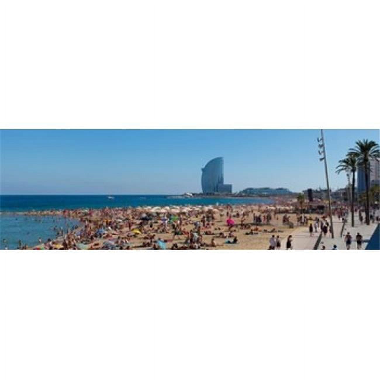 Panoramic Images PPI151726L Tourists On The Beach with W Barcelona ...