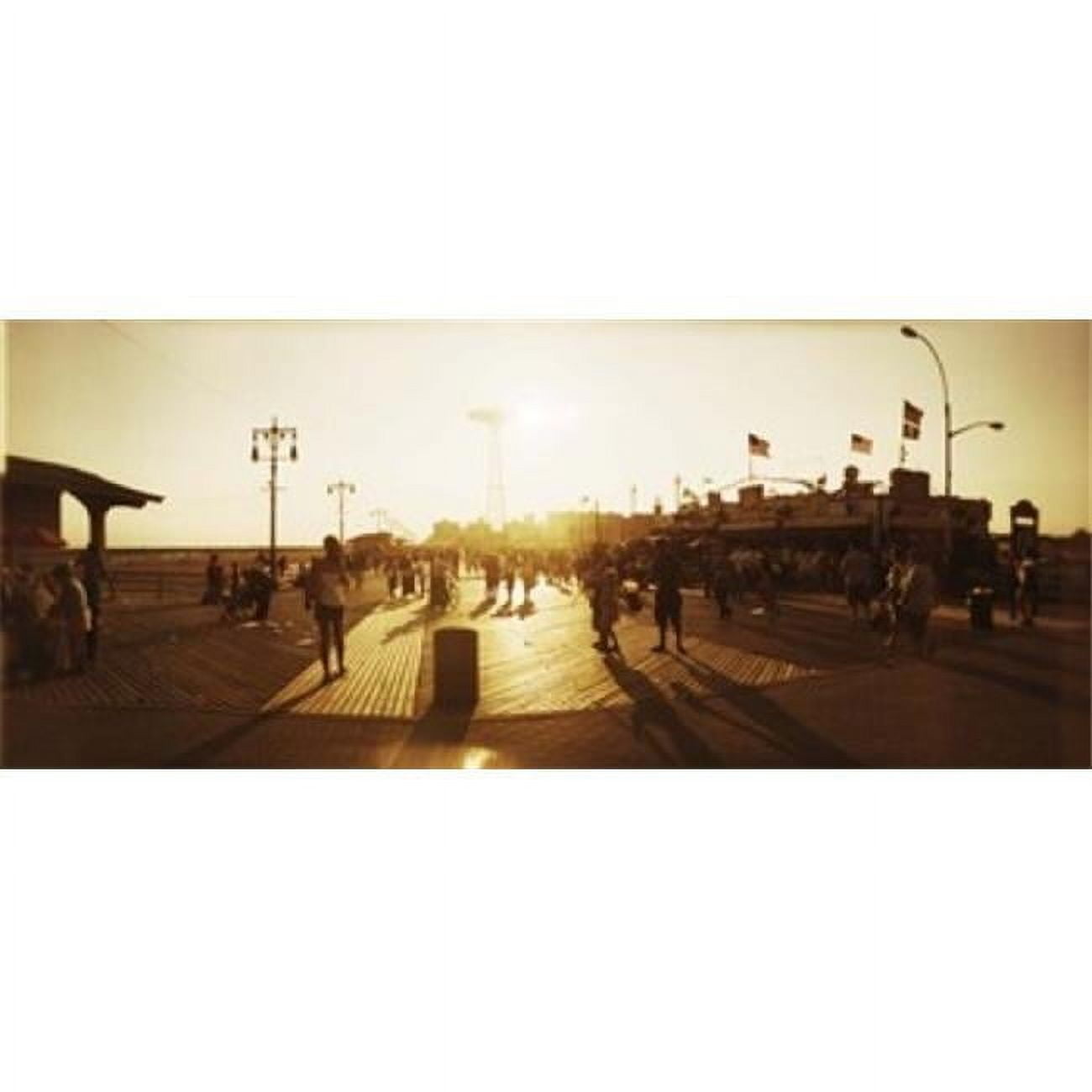 Panoramic Images Tourists walking on a boardwalk Coney Island Boardwalk ...