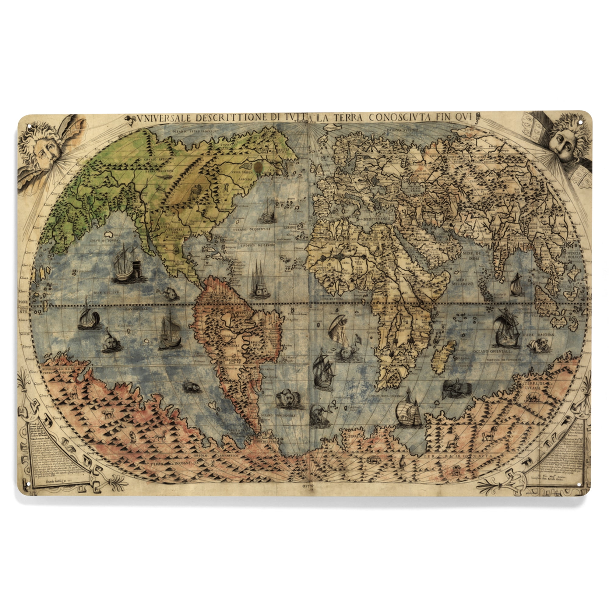 Panoramic Map of the World, 1565 (12x18 Aluminum Art, Indoor Outdoor ...