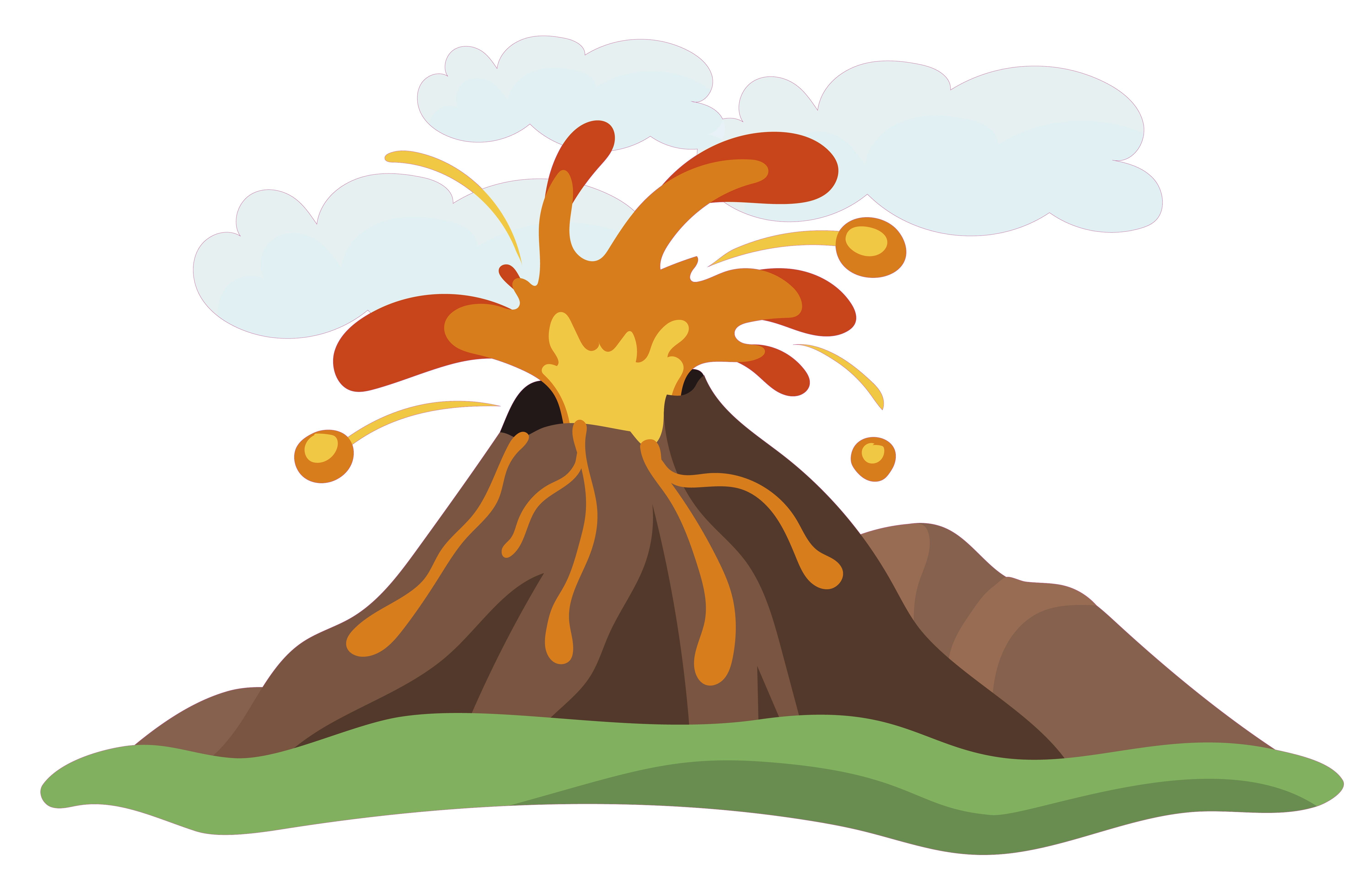 Panoramic View 13" x 20" Volcanic Eruption Kids Art Vinyl Home Wall ...