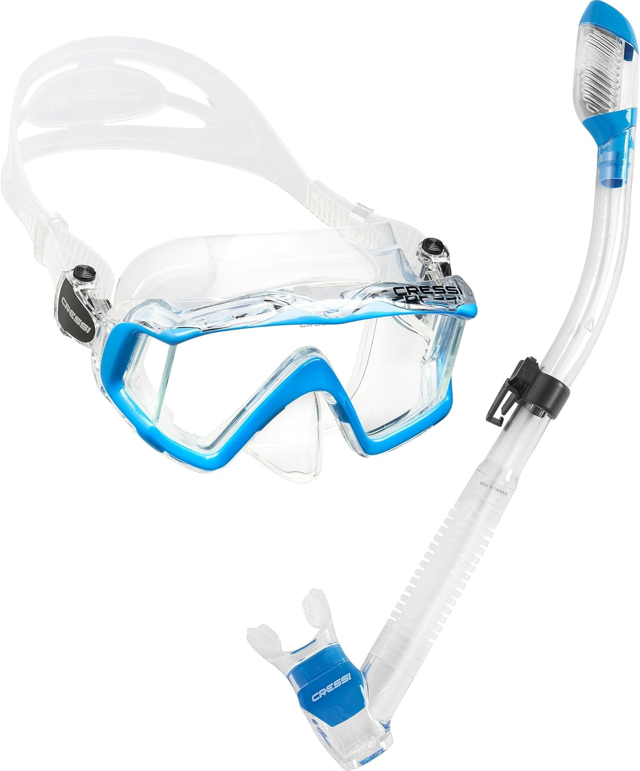 Panoramic Wide View Mask & Dry Snorkel for Snorkeling, Scuba Diving ...