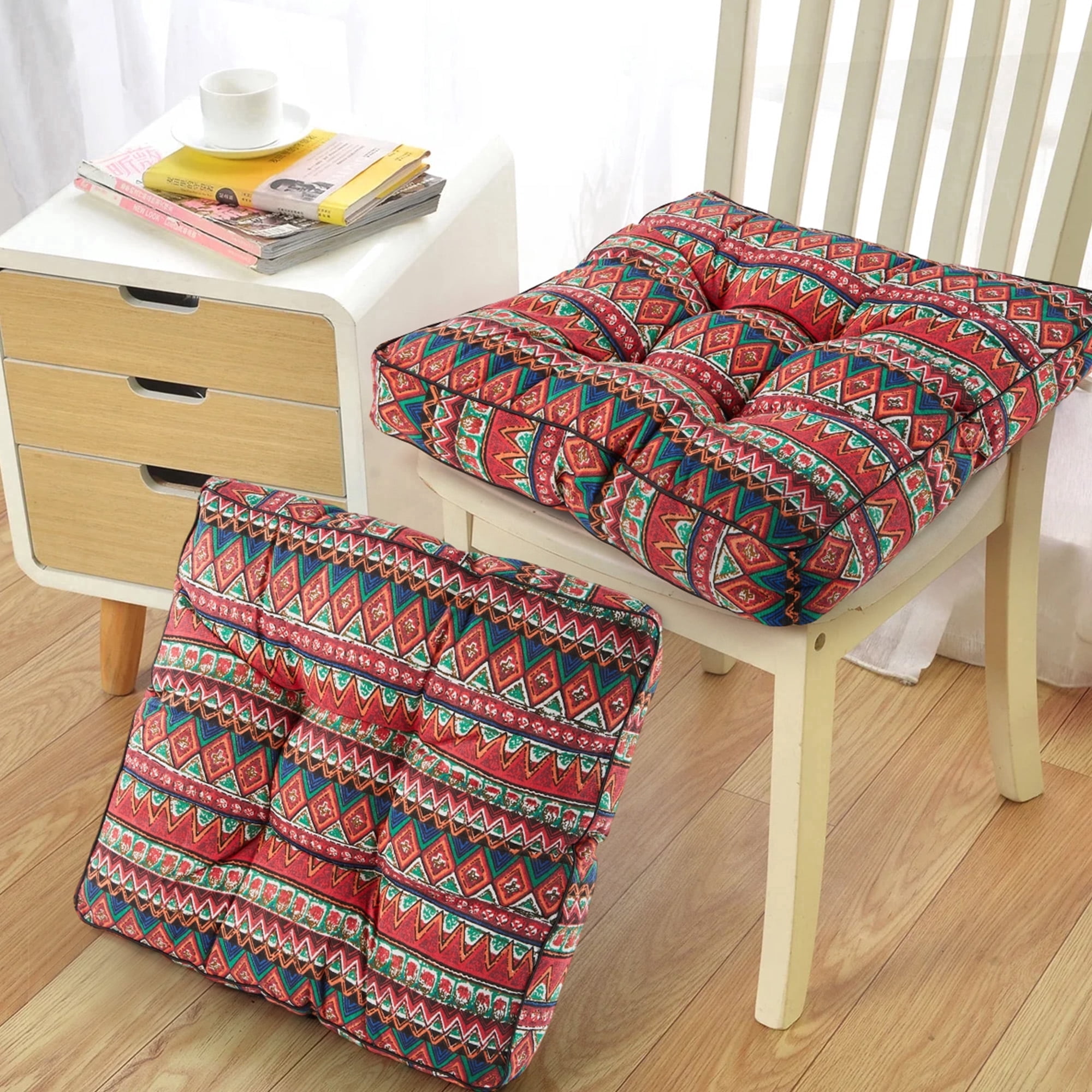 Panpaddle Outdoor Patio Seat Cushions Bohemian Chair Pads, Square Floor ...