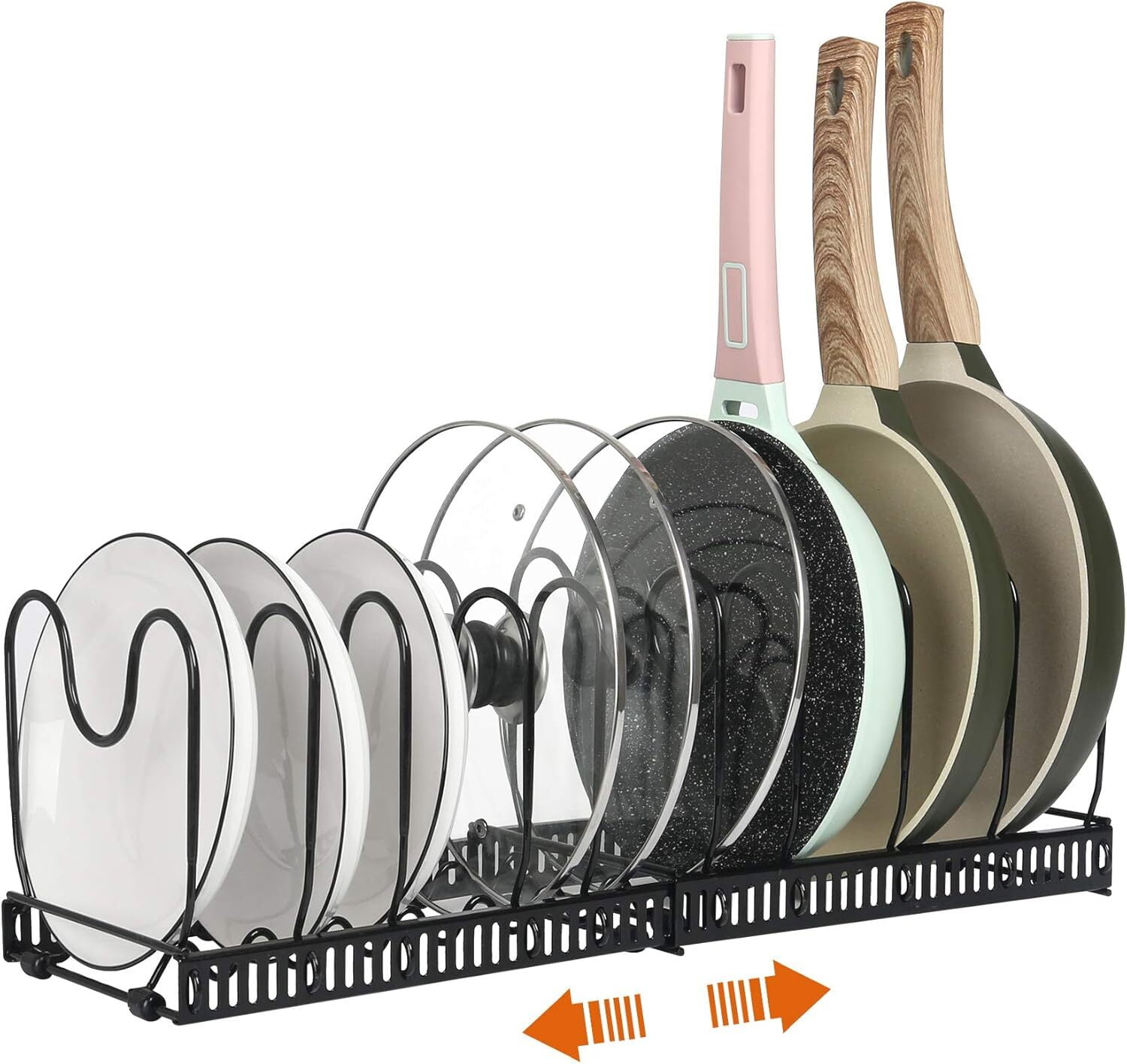 Pans and Pots Lid Organizer Rack for Cabinet - Black Pan Organizer Rack ...