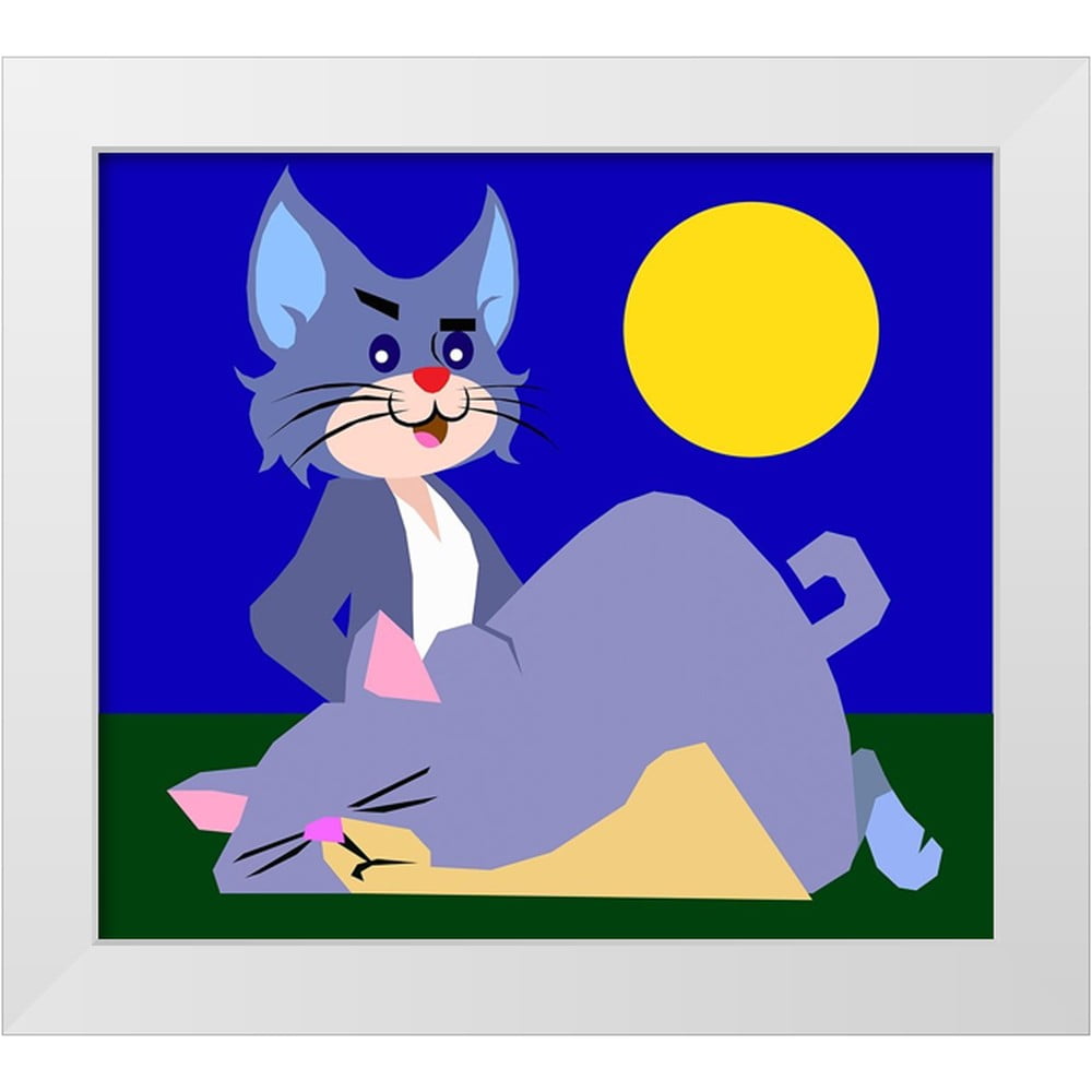 Pansanit, Surapol 22x20 White Modern Wood Framed Museum Art Print Titled - The Cat 004 - Walmart.com