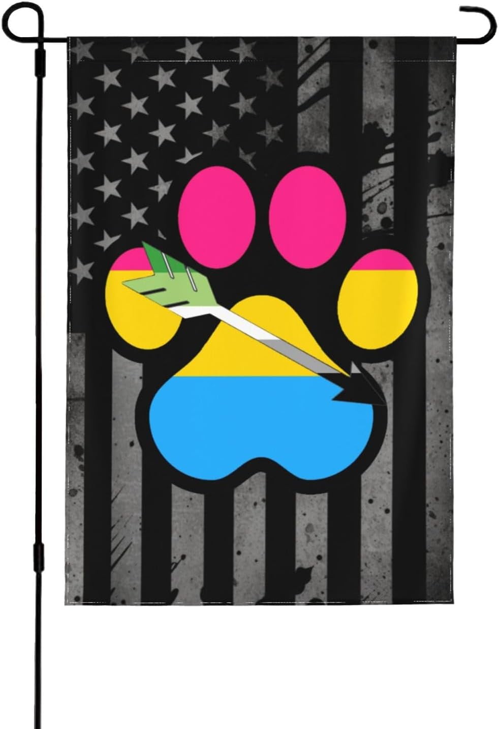 Pansexual Aromantic Pride Furry Paw Garden Flag Double Sided Yard Flag ...