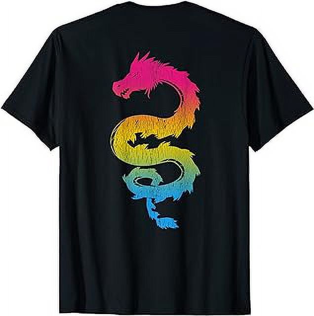 Pansexual Japanese Dragon Pan Pride Flag Colors Back Design T-Shirt ...