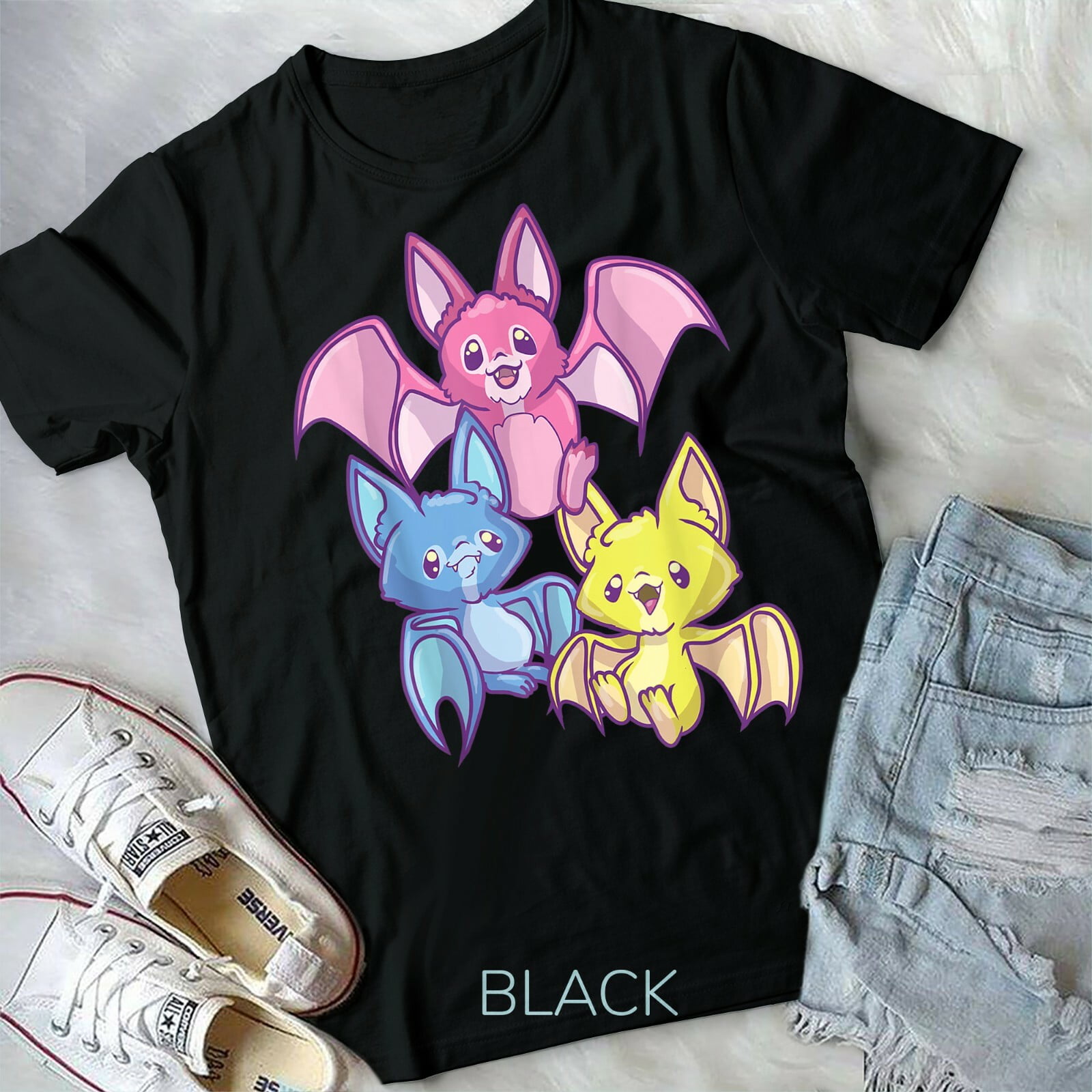 Pansexual Kawaii Bat, Pastel Goth Bat Anime Art Pan Pride Unisex Form T ...