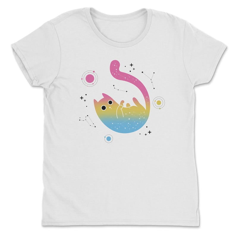 Pansexual Pride Shirt, Subtle Pan Flag Tee, Space Galaxy Cat LGBT Pride ...