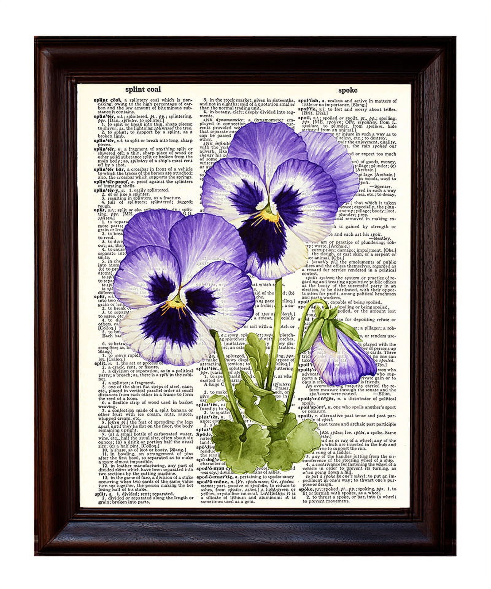 Pansies Watercolor - Dictionary Art Print Printed On Authentic Vintage ...