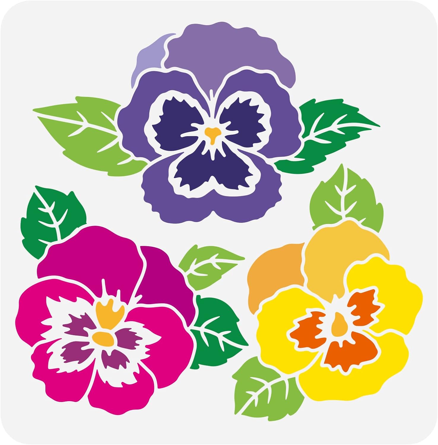Pansy Painting Stencils 11.8x11.8inch Reusable Pansy Flower Drawing ...