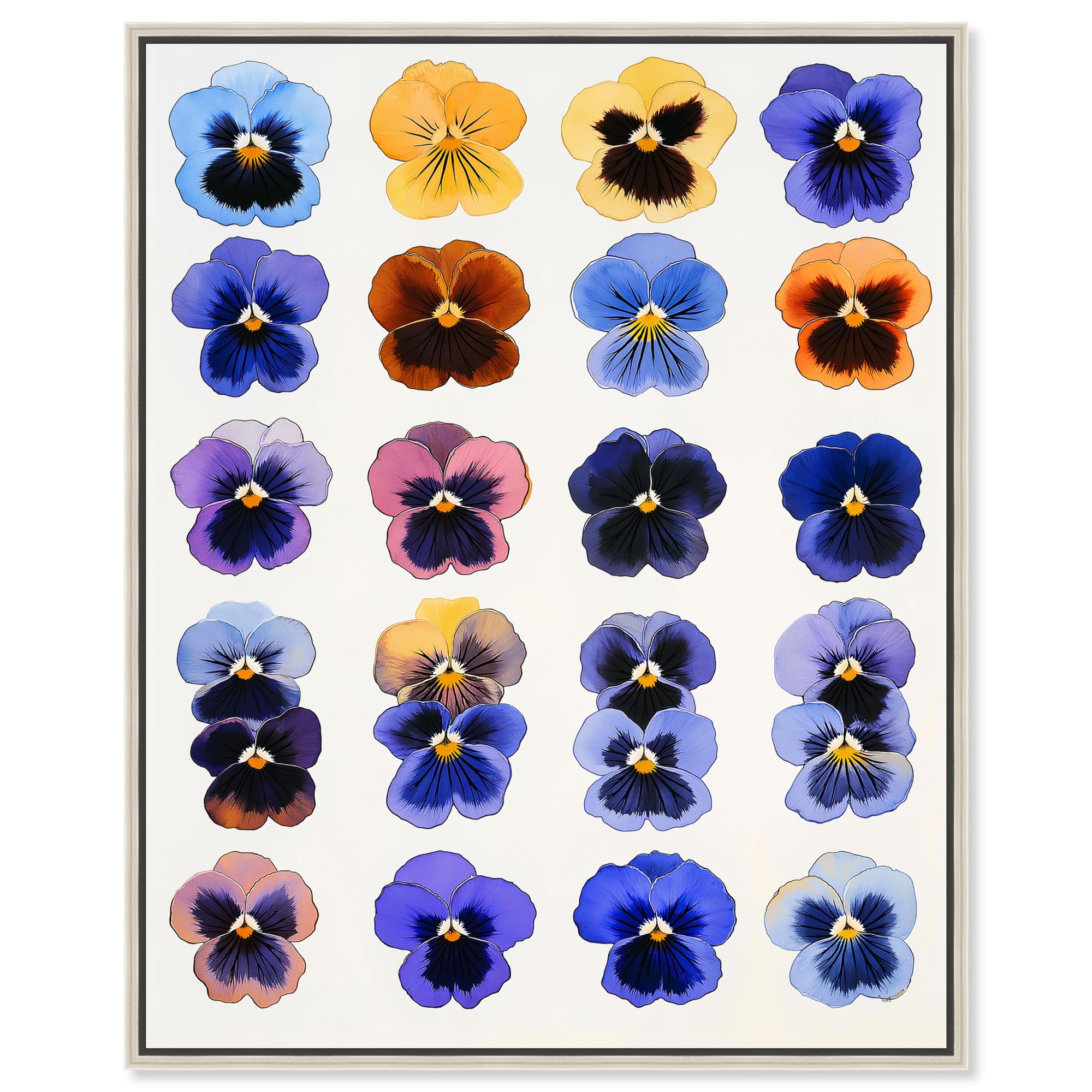 Pansy Patch Grid IV Canvas Print Flower Art Decor by Art Remedy, Silver ...