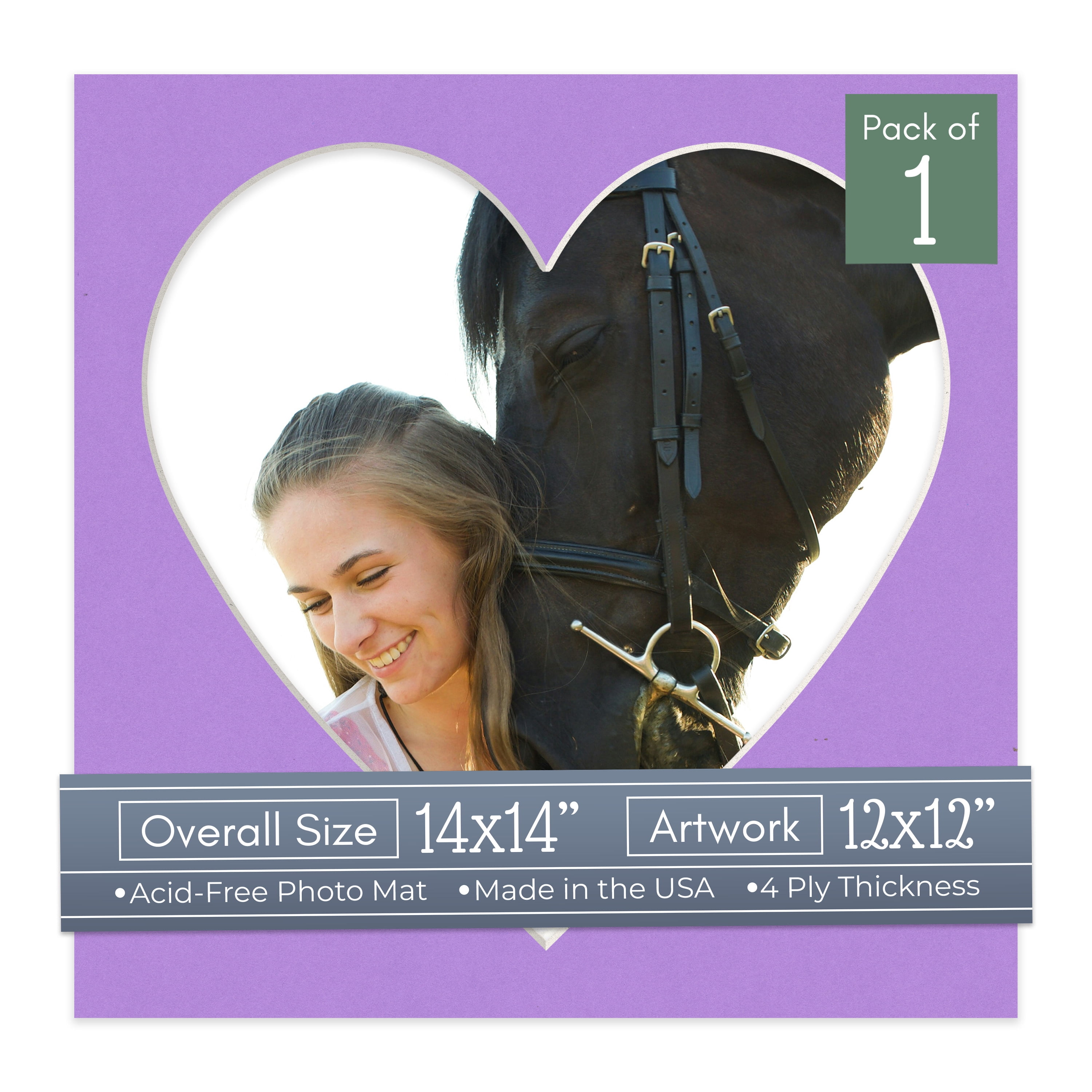 Pansy Purple Picture Frame Mat for 14x14 Frames - Heart Opening for ...