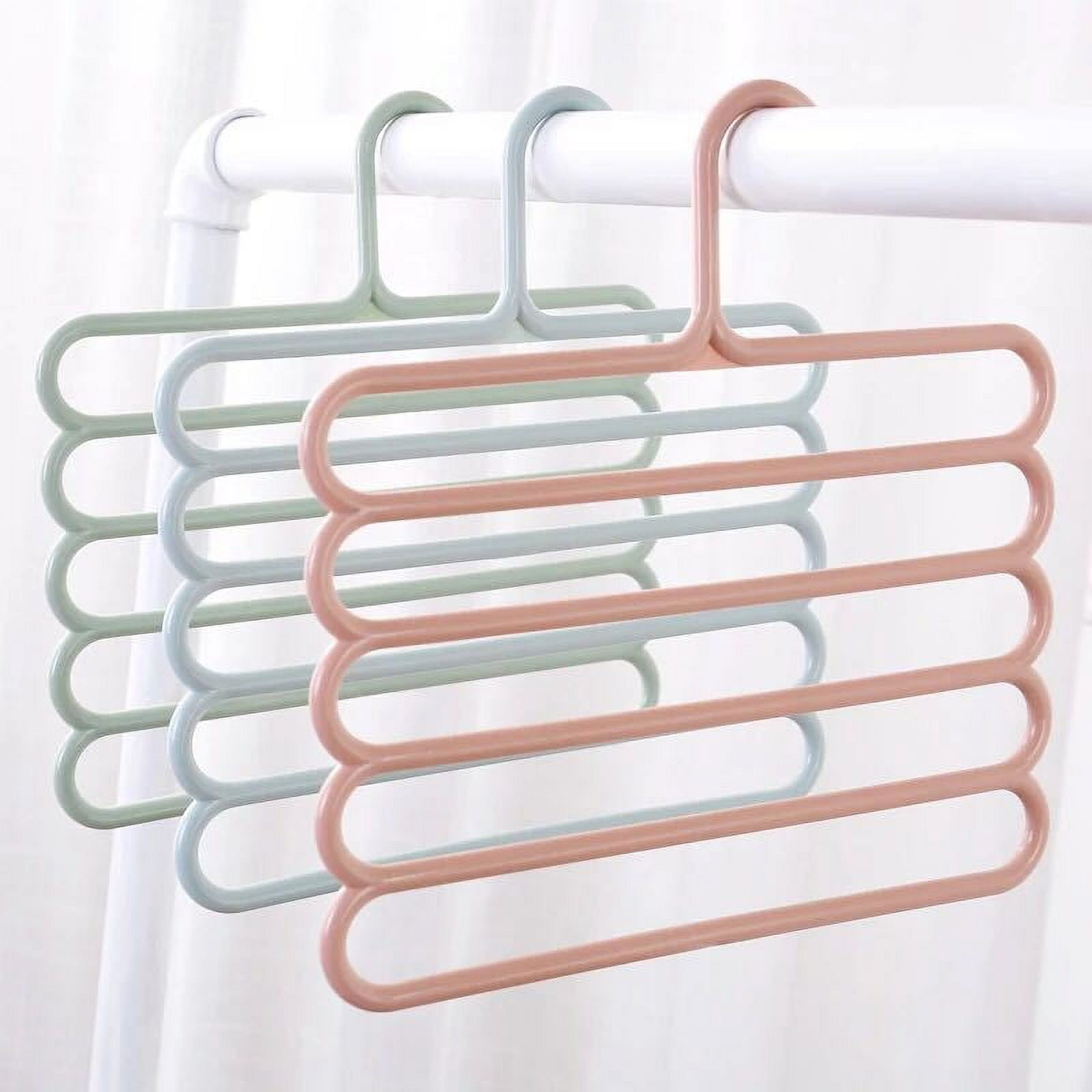 Pant Hangers Space Saving Non Slip plastic Hangers, Yayun 4 Pack Hangers Multi Layer Clothes ...