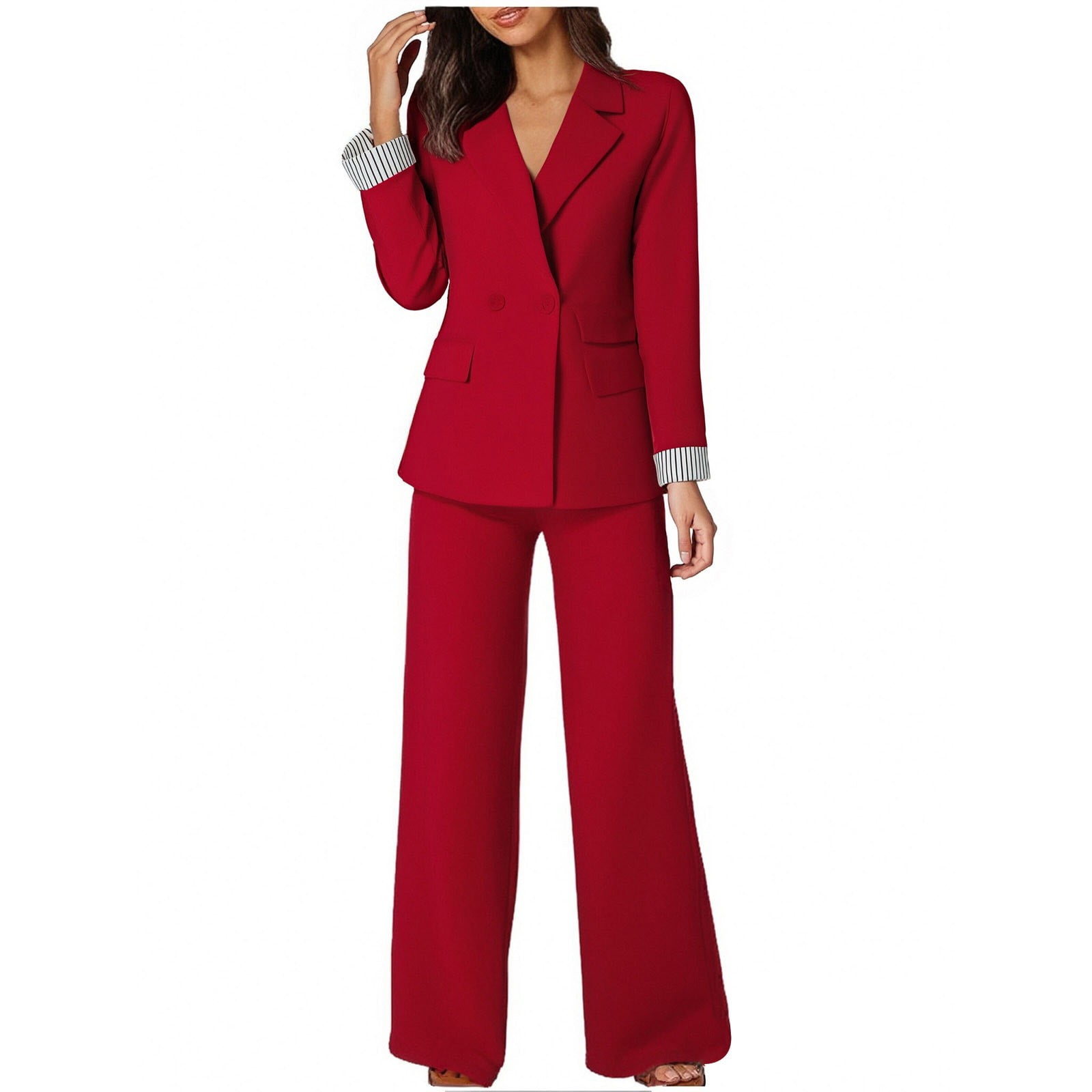 Pant Suits for Women Dressy, Fadeal Women's Spring Solid Color with ...