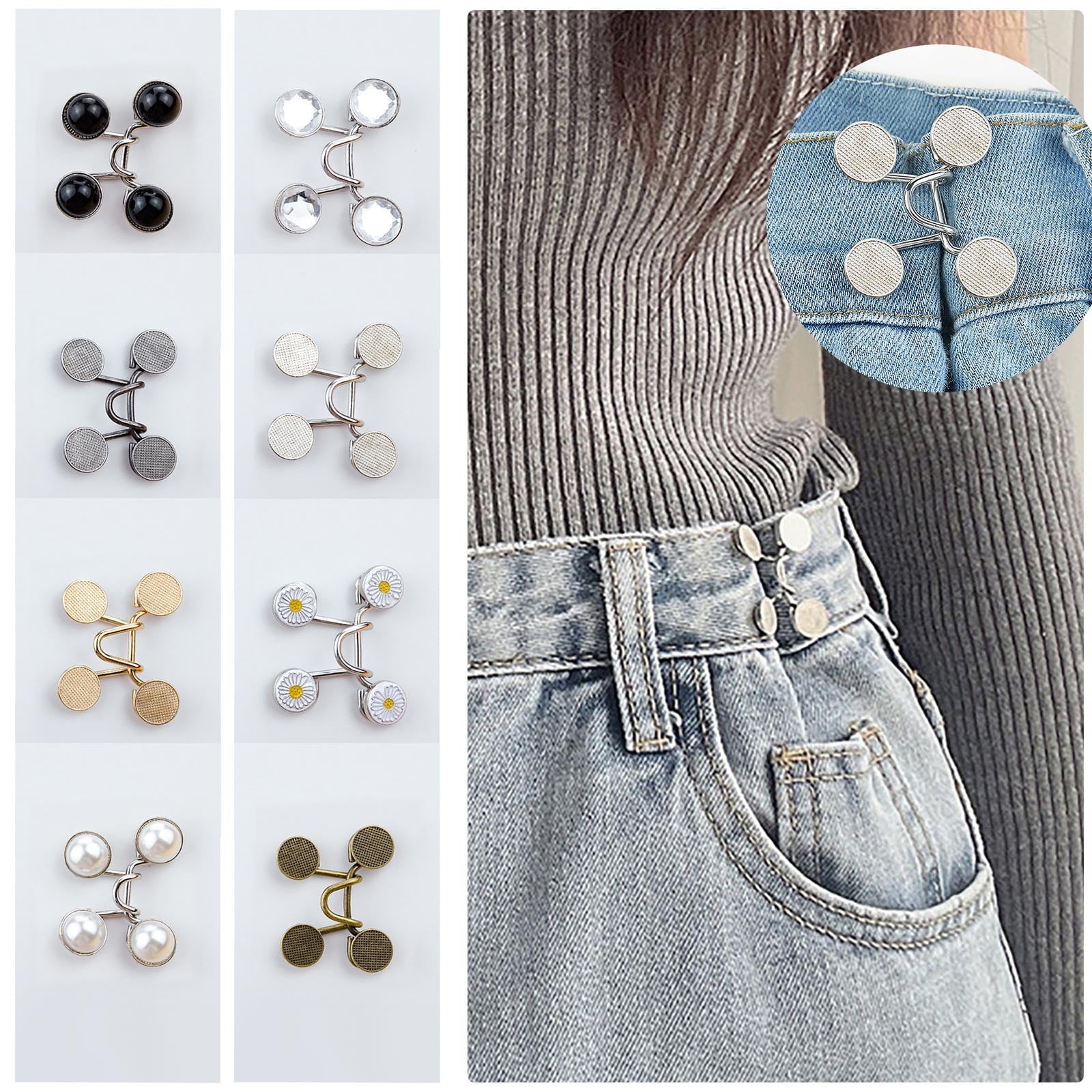Pant Waist Tightener Adjustable Jean Button Pins 1PC Button Clip For ...