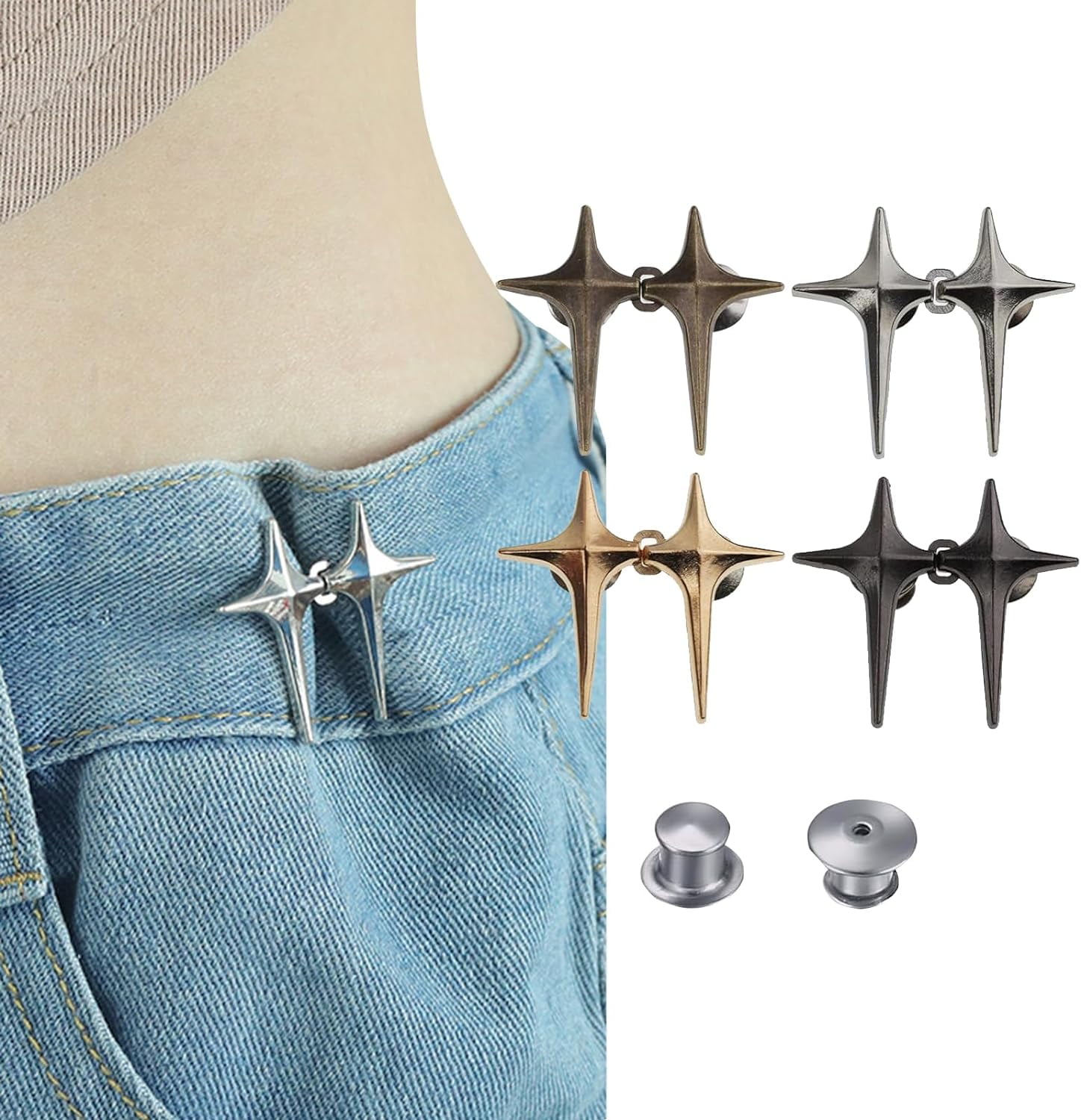 Pant Waist Tightener, Adjustable Jean Button Pins, Detachable Jean Button Pin, No Sewing ...