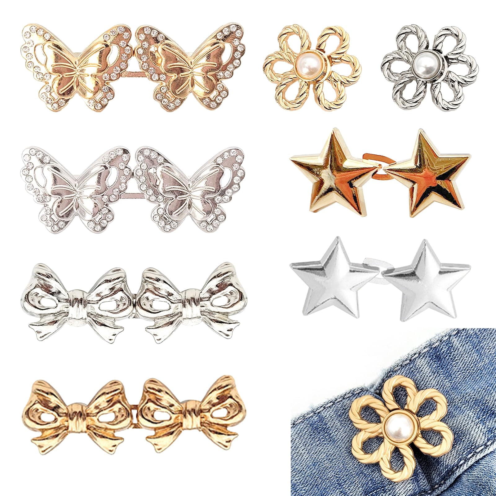 Pant Waist Tightener Buttons Pins for Loose Jeans Waist Cincher Clip ...