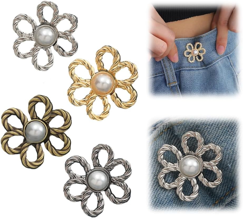 Pant Waist Tightener Flower Jean Buttons Pins for Loose Jeans, 2025 ...