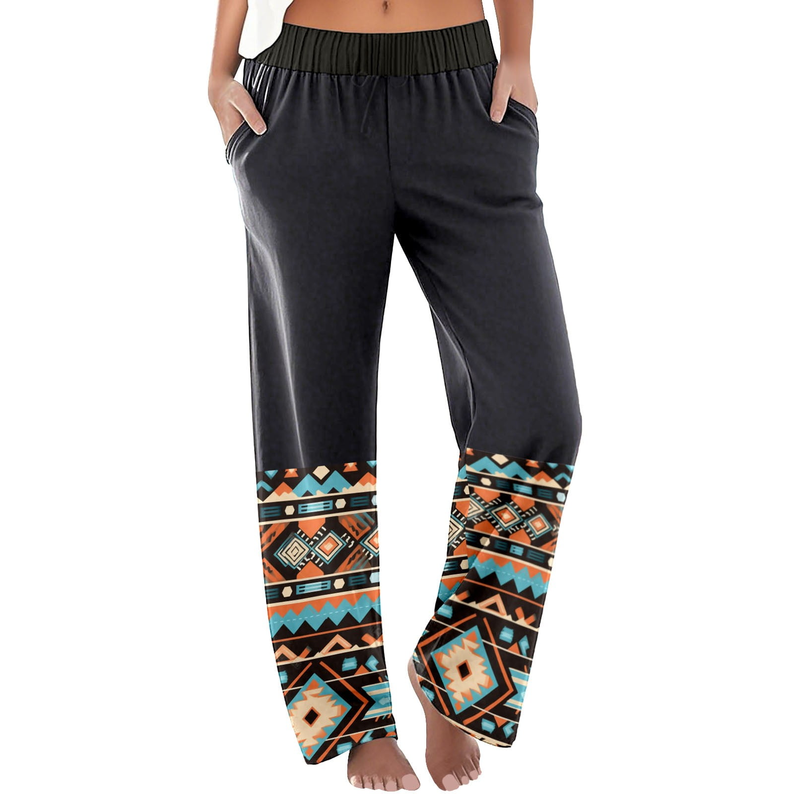 Pant Women's Casual Boho Floral Pants Summer Spring Beach Baggy Floral ...