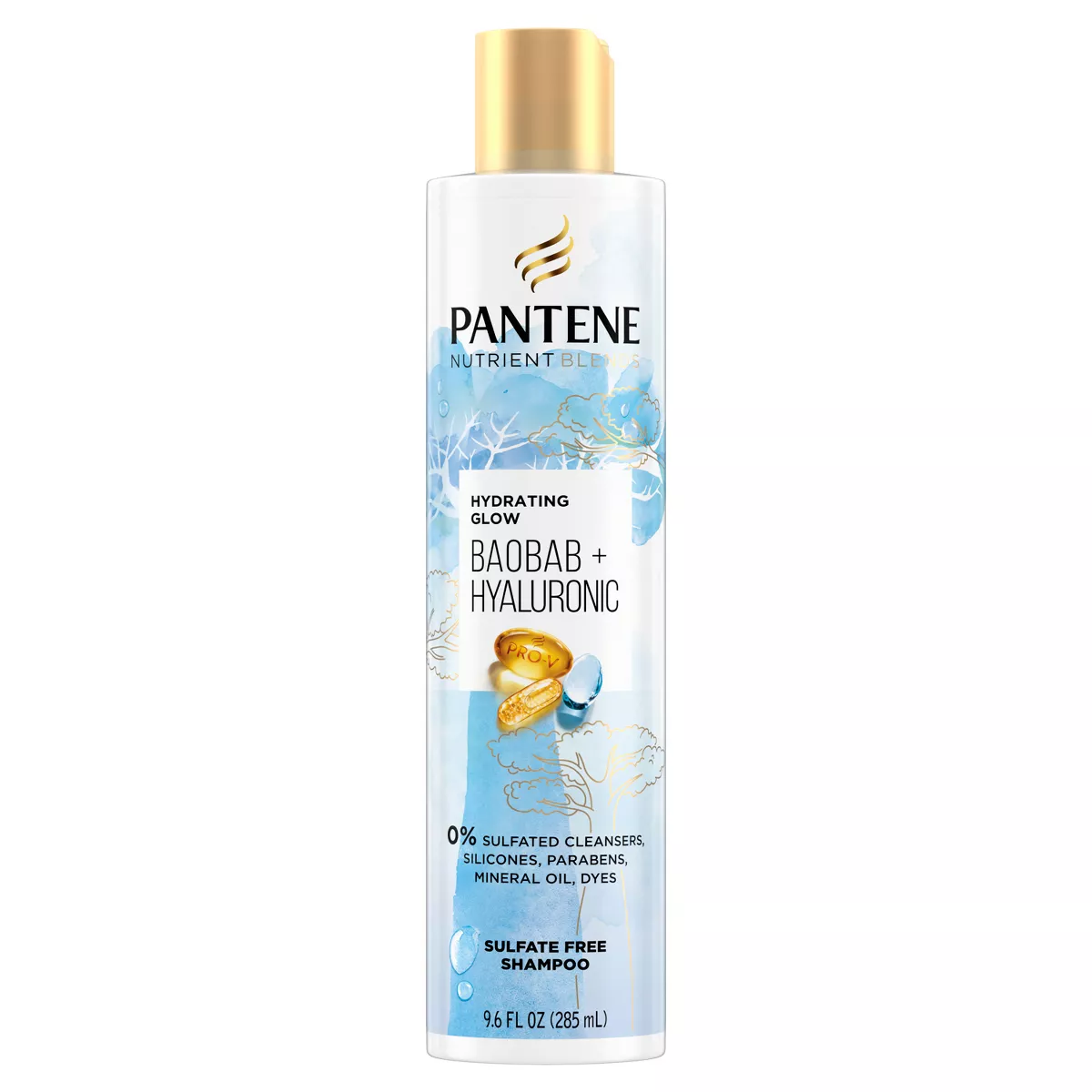Pantene Hydrating Glow Baobab Plus Hyaluronic Sulfate Free Shampoo, 9.6 oz, 6 Pack - Walmart.com