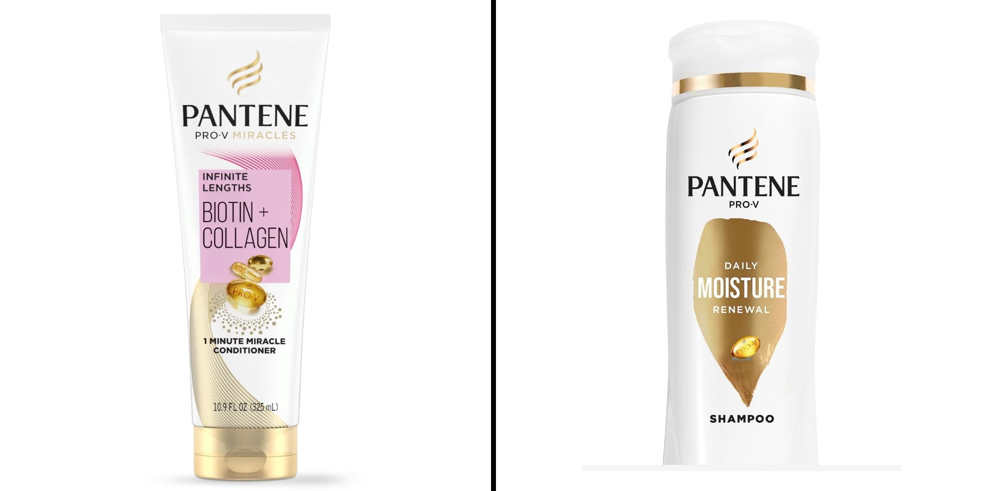 Pantene PRO-V Daily Moisture Renewal Shampoo 12 oz & Biotin + Collagen ...